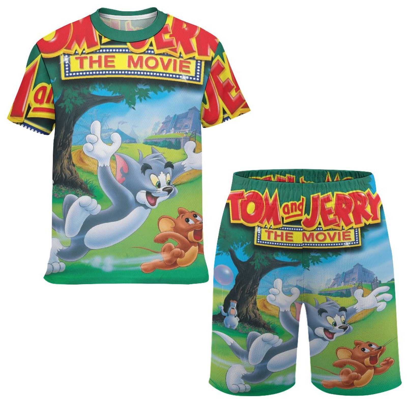Tom And Jerry Boys Girls Short Sleeve Mesh T-Shirt And Shorts Outfit ...