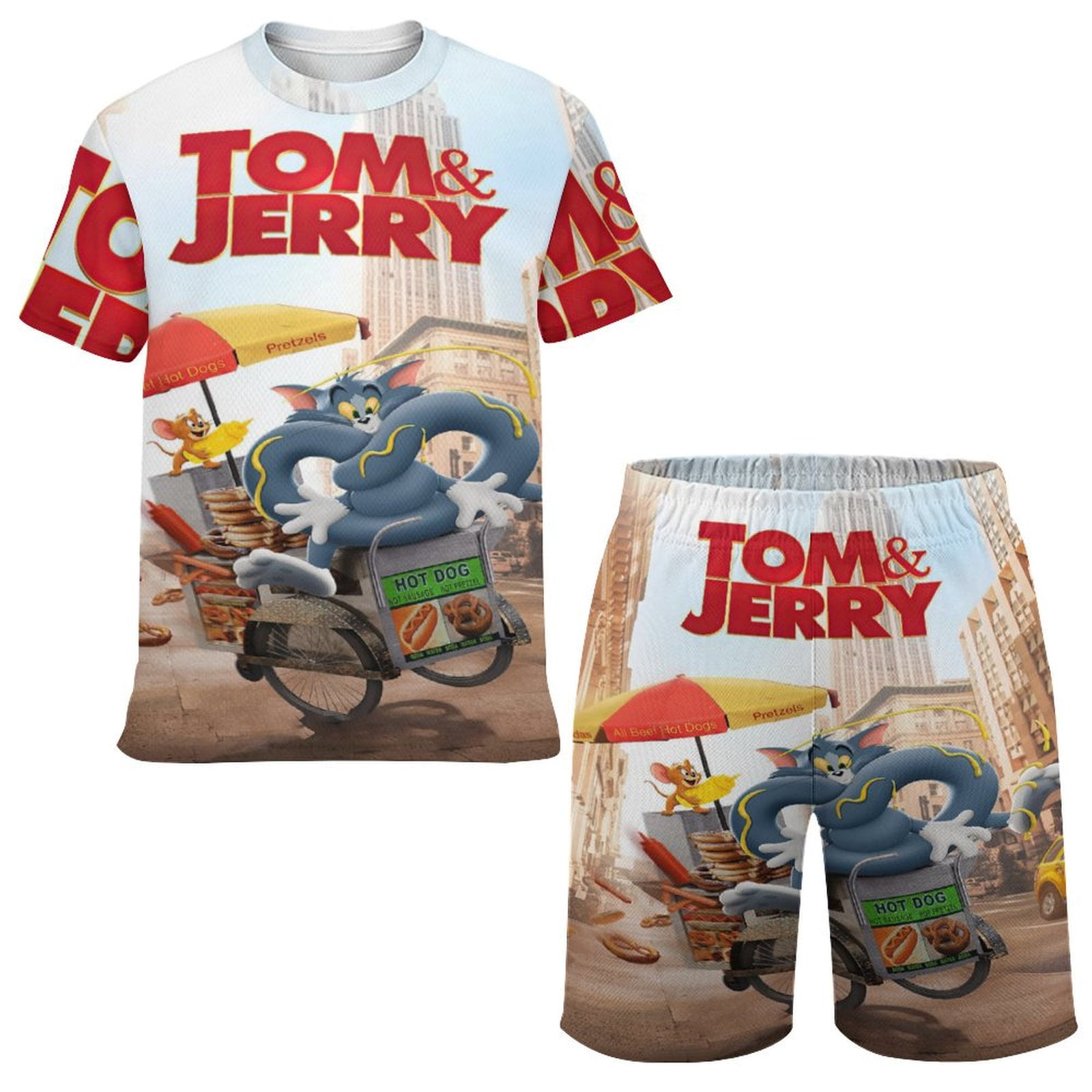 Tom And Jerry Boys Girls Short Sleeve Mesh T-Shirt And Shorts Outfit ...