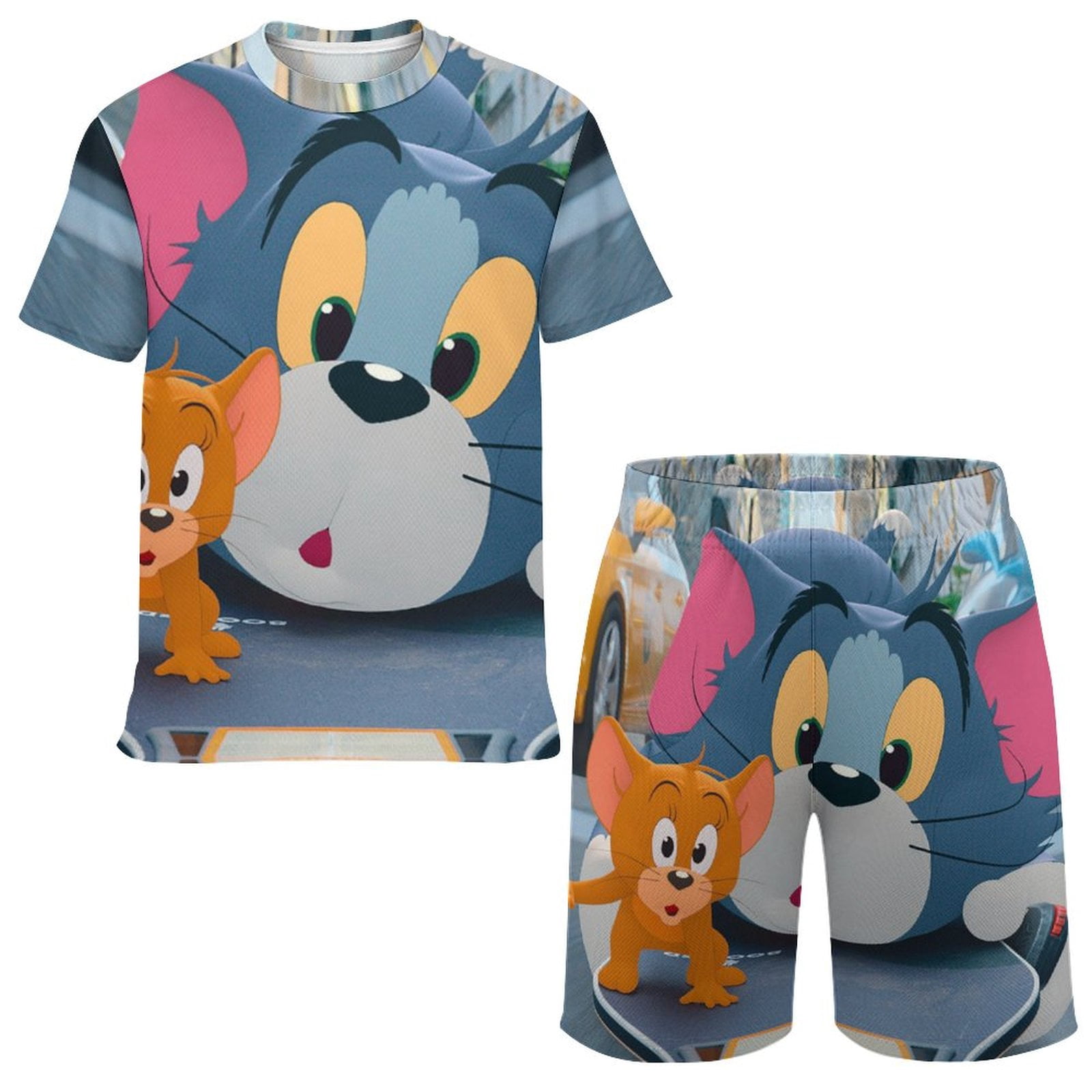Tom And Jerry Boys Girls Short Sleeve Mesh T-Shirt And Shorts Outfit ...