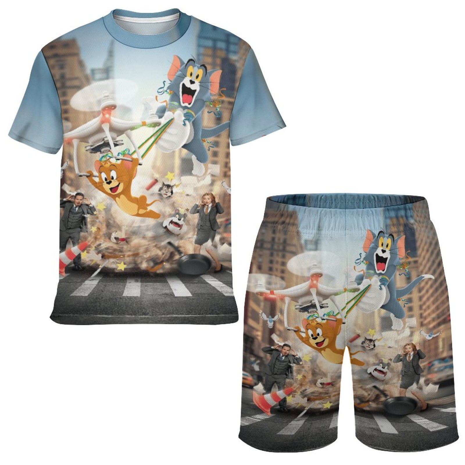 Tom And Jerry Boys Girls Short Sleeve Mesh T-Shirt And Shorts Outfit ...