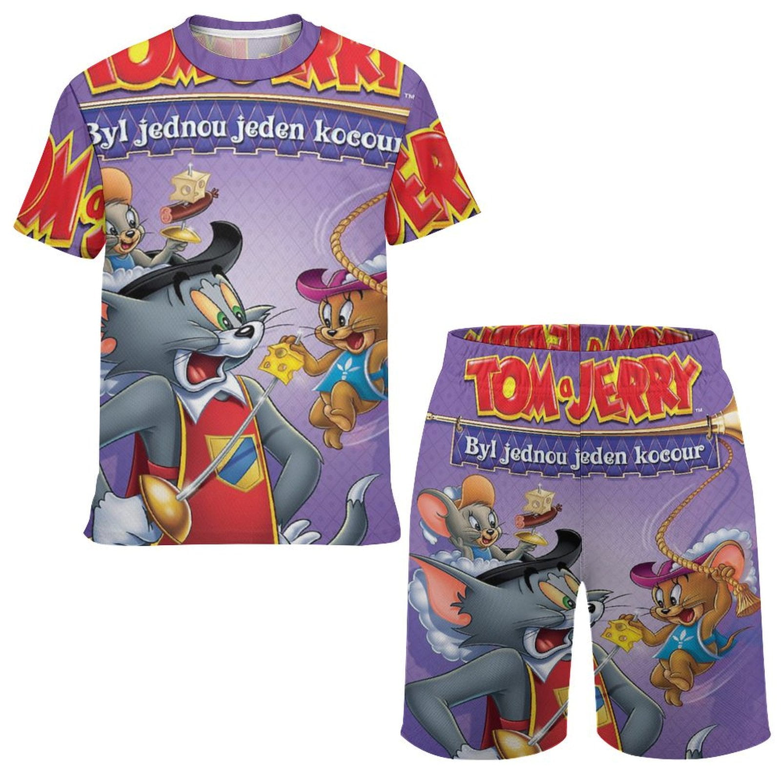 Tom And Jerry Boys Girls Short Sleeve Mesh T-Shirt And Shorts Outfit ...