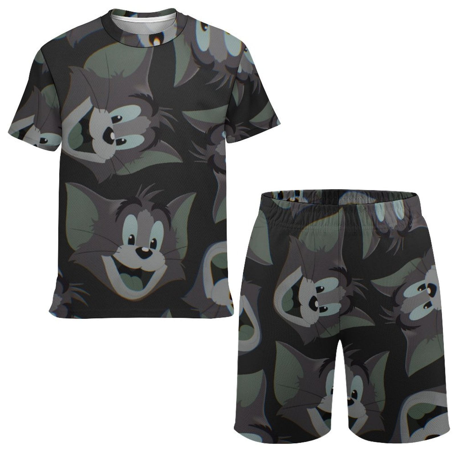Tom And Jerry Boys Girls Short Sleeve Mesh T-Shirt And Shorts Outfit ...