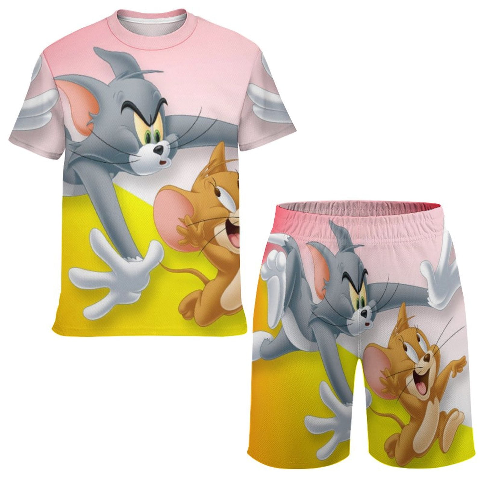 Tom And Jerry Boys Girls Short Sleeve Mesh T-Shirt And Shorts Outfit ...