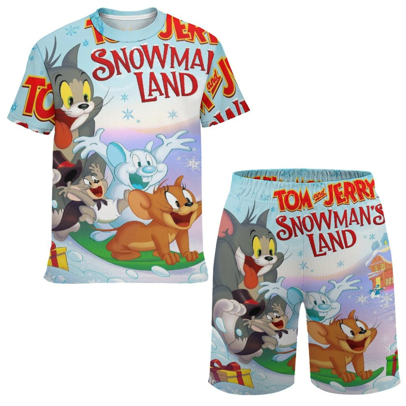 Tom And Jerry Boys Girls Short Sleeve Mesh T-Shirt And Shorts Outfit ...