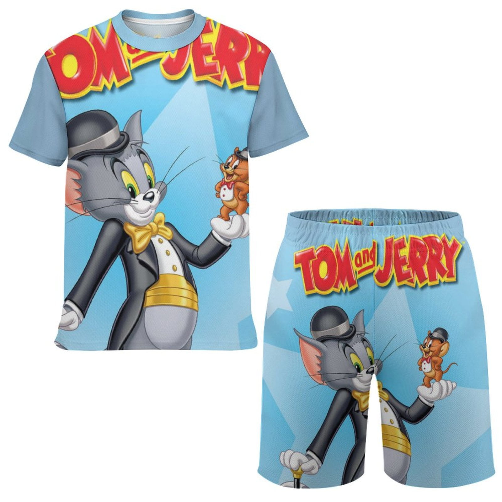 Tom And Jerry Boys Girls Short Sleeve Mesh T-Shirt And Shorts Outfit ...