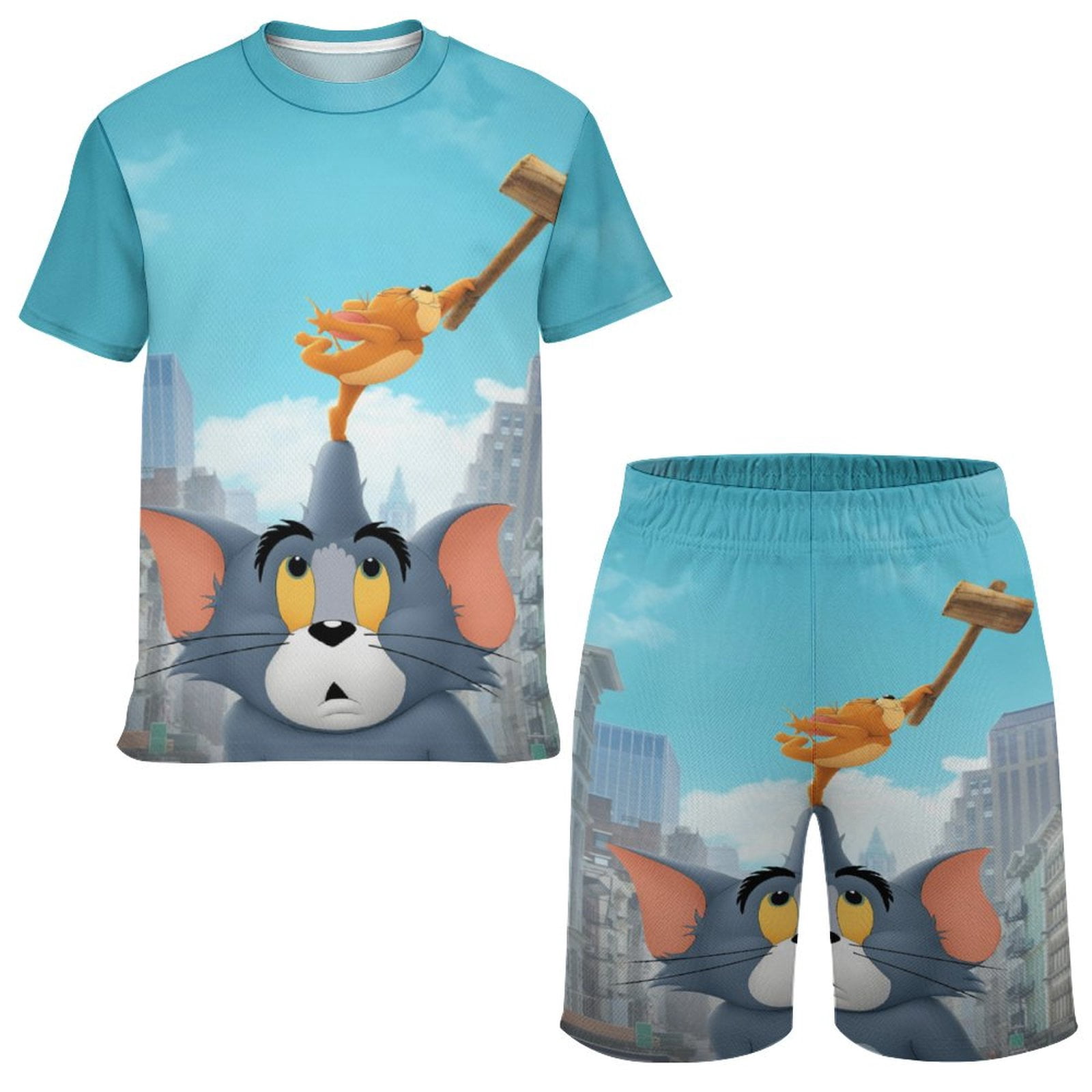 Tom And Jerry Boys Girls Short Sleeve Mesh T-Shirt And Shorts Outfit ...