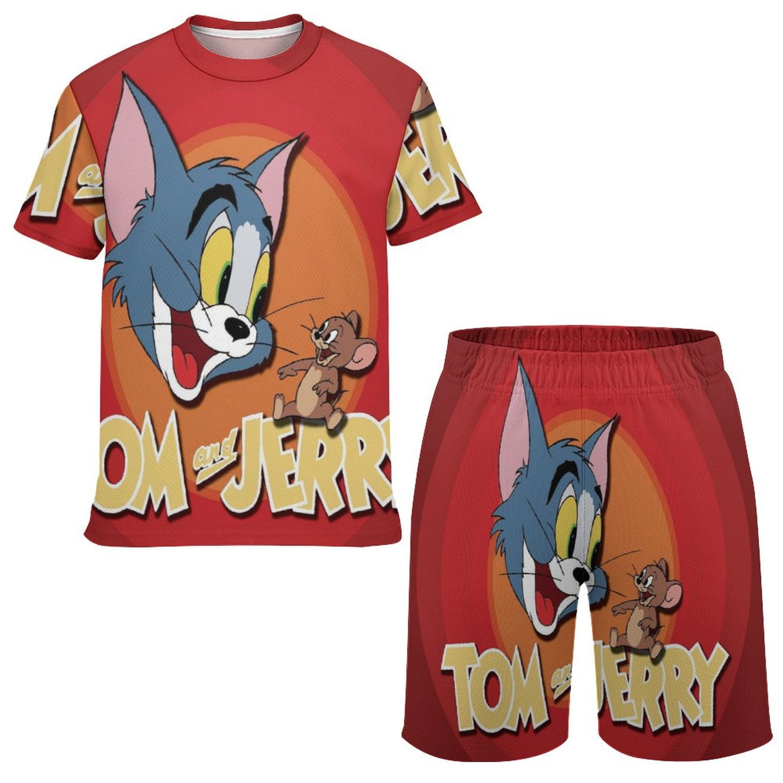 Tom And Jerry Boys Girls Short Sleeve Mesh T-Shirt And Shorts Outfit ...
