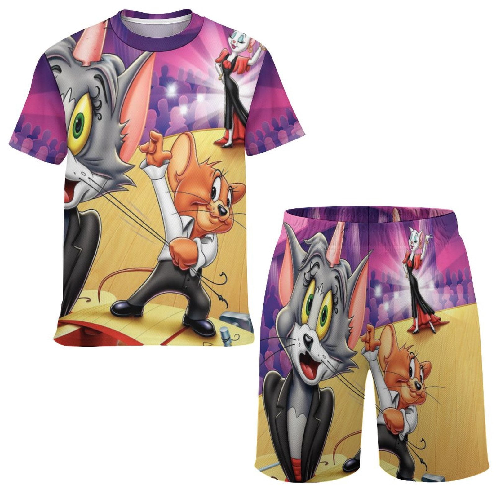 Tom And Jerry Boys Girls Short Sleeve Mesh T-Shirt And Shorts Outfit ...