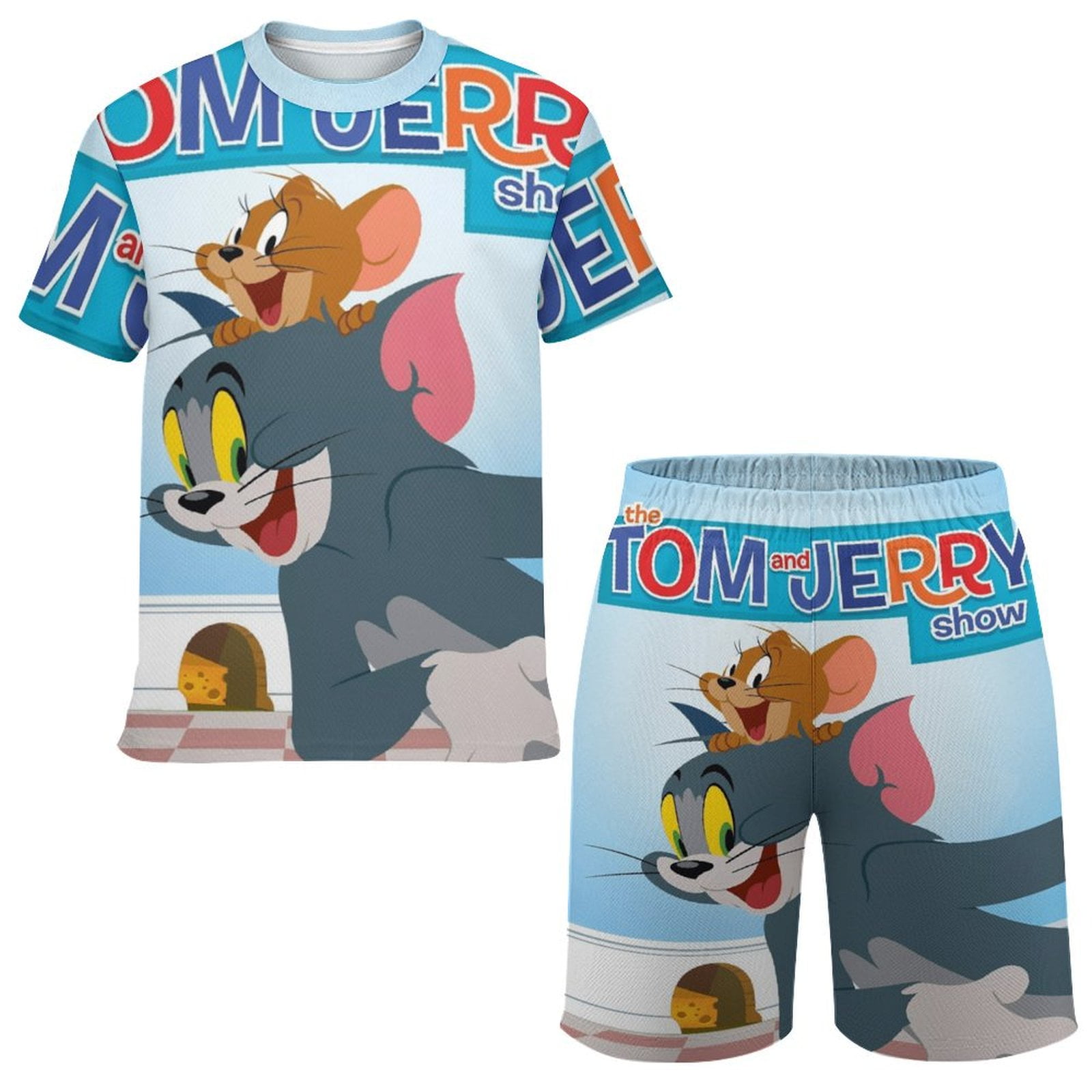 Tom And Jerry Boys Girls Short Sleeve Mesh T-Shirt And Shorts Outfit ...