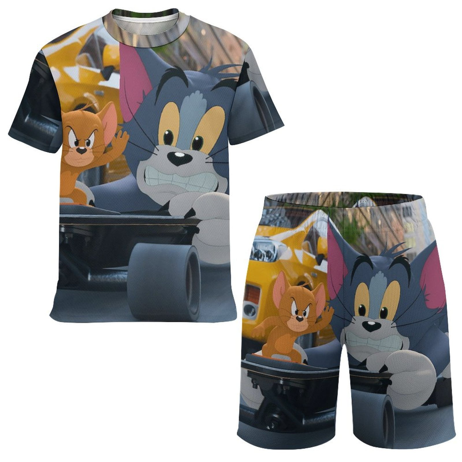 Tom And Jerry Boys Girls Short Sleeve Mesh T-Shirt And Shorts Outfit ...