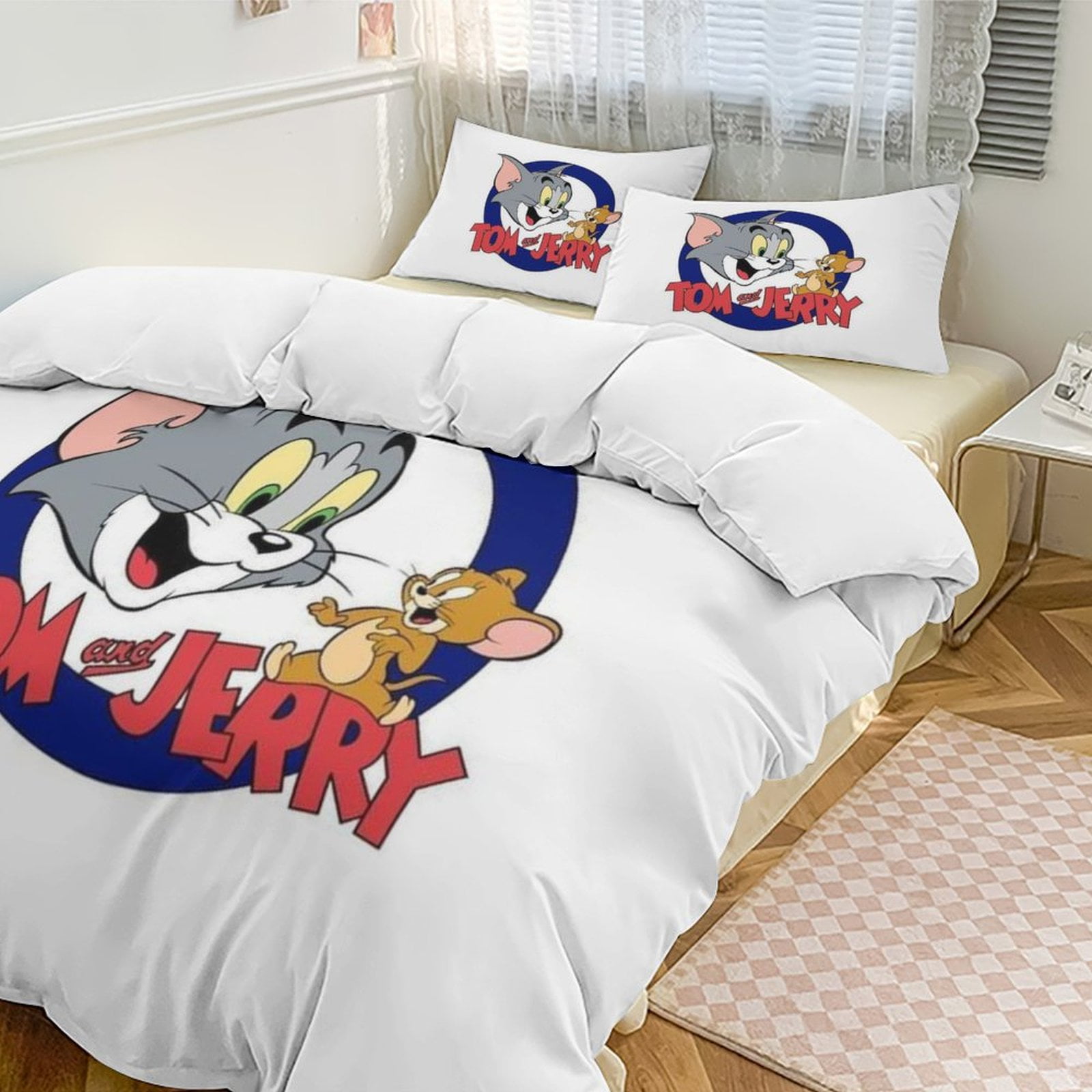 Tom And Jerry Cartoon Shower Curtain Set for Bathroom 4 Piece Bathroom ...