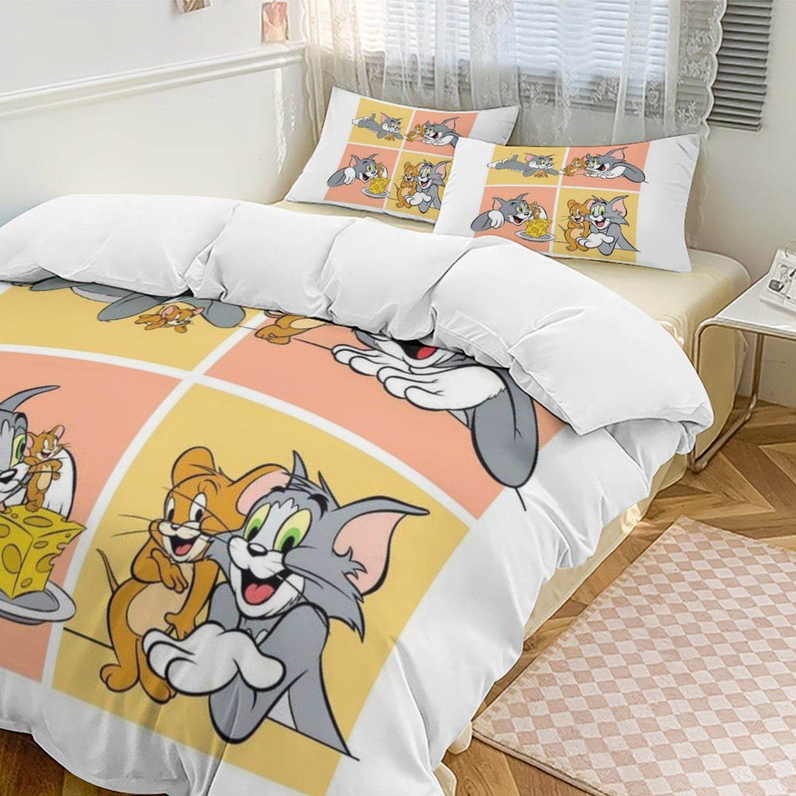 Tom And Jerry Cartoon Shower Curtain Set for Bathroom 4 Piece Bathroom ...