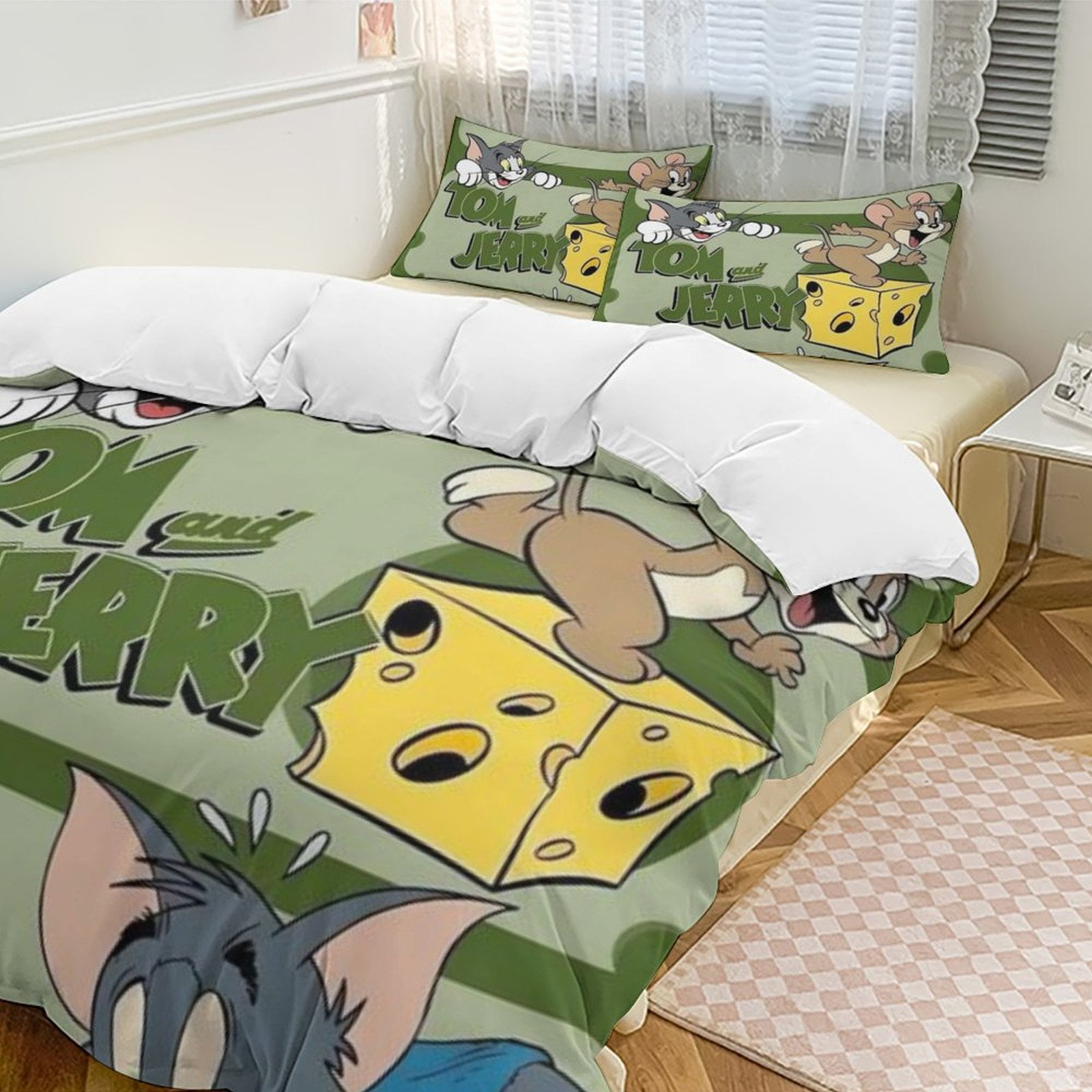 Tom And Jerry Cartoon Shower Curtain Set for Bathroom 4 Piece Bathroom ...