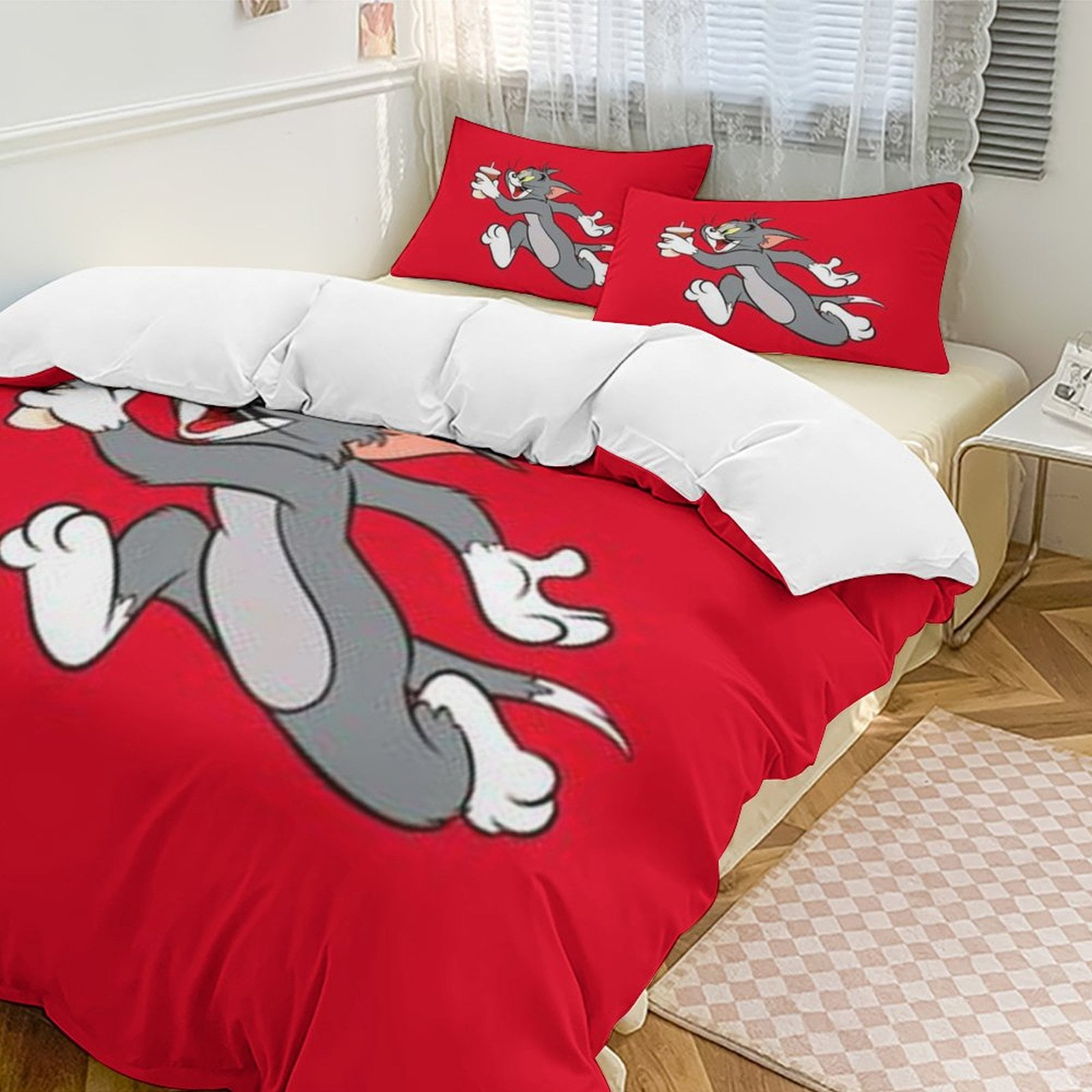 Tom And Jerry Cartoon Shower Curtain Set for Bathroom 4 Piece Bathroom ...