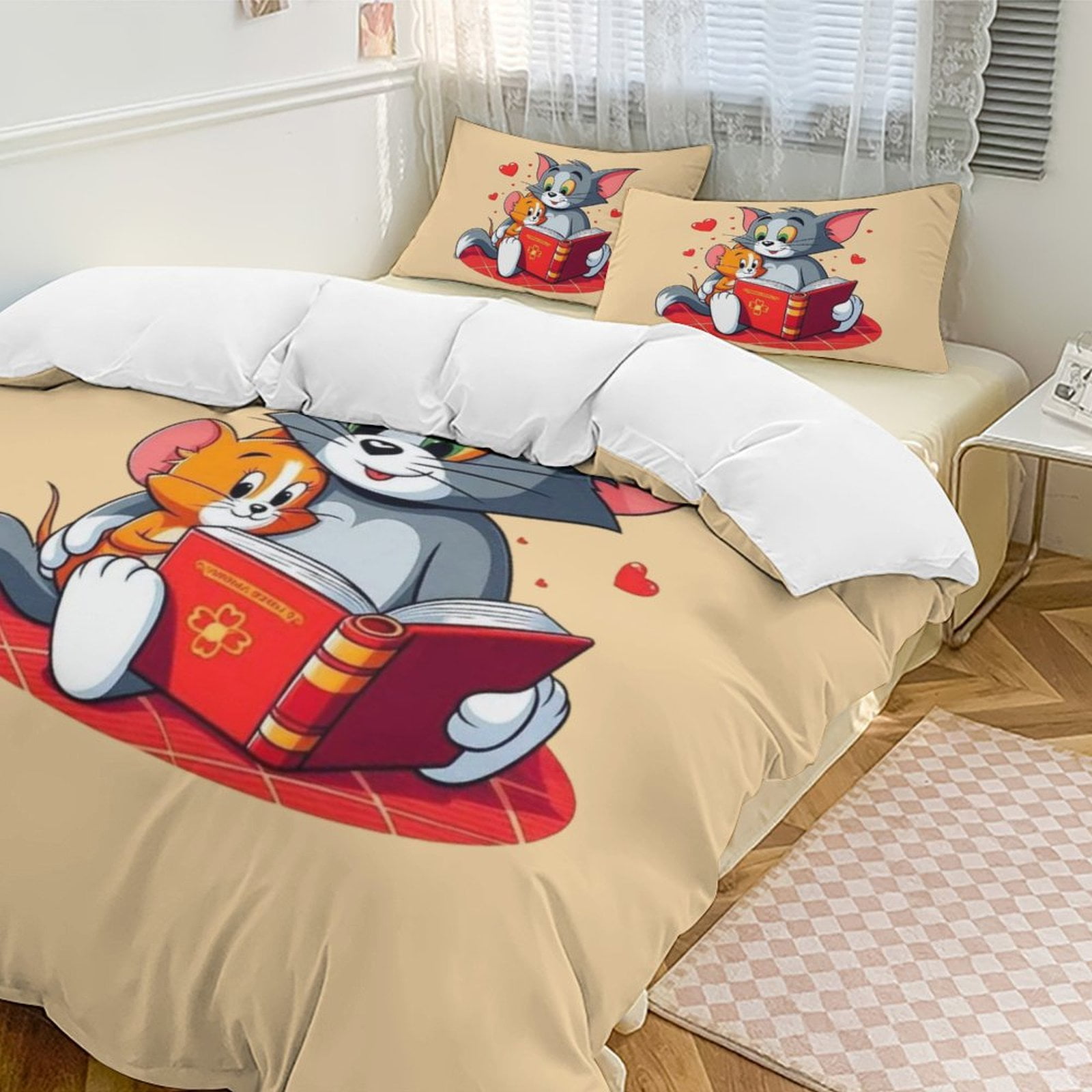 Tom And Jerry Cartoon Shower Curtain Set for Bathroom 4 Piece Bathroom ...