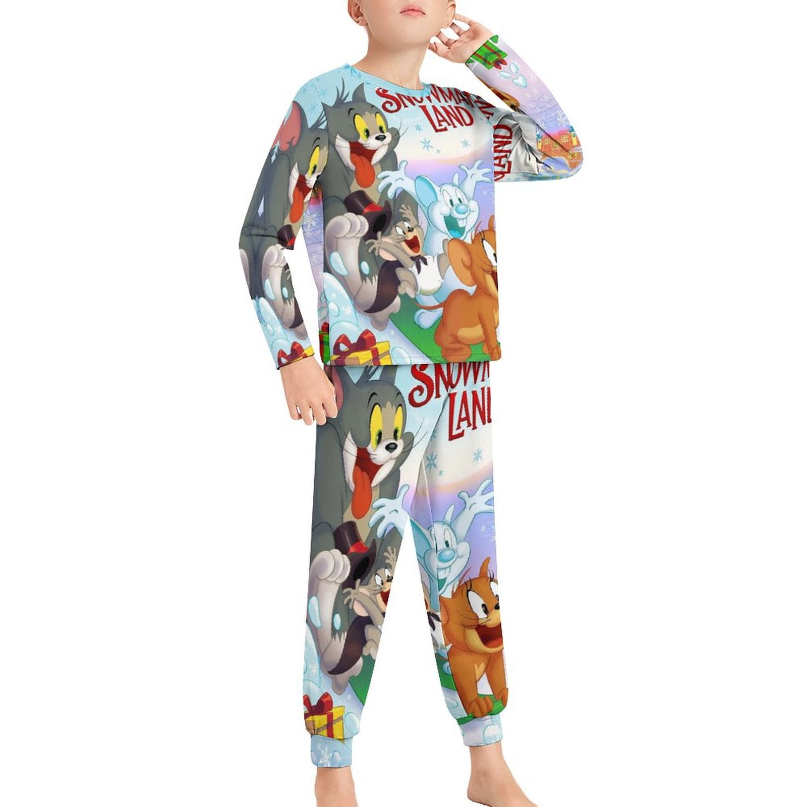 Tom And Jerry Ki-ds Pajamas 2 Piece Pjs Set Little Big Bo-ys Gi-rls ...