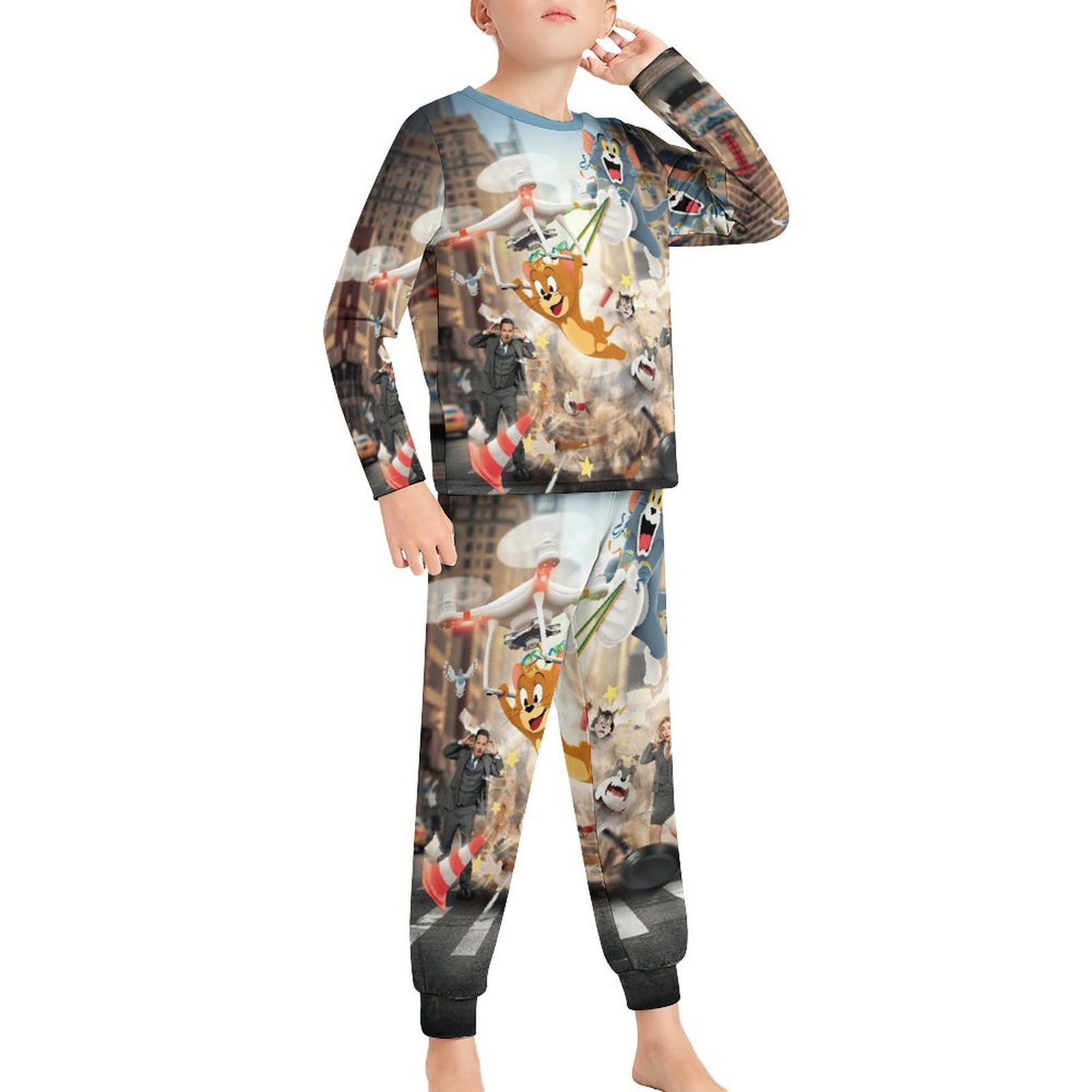 Tom And Jerry Ki-ds Pajamas 2 Piece Pjs Set Little Big Bo-ys Gi-rls ...