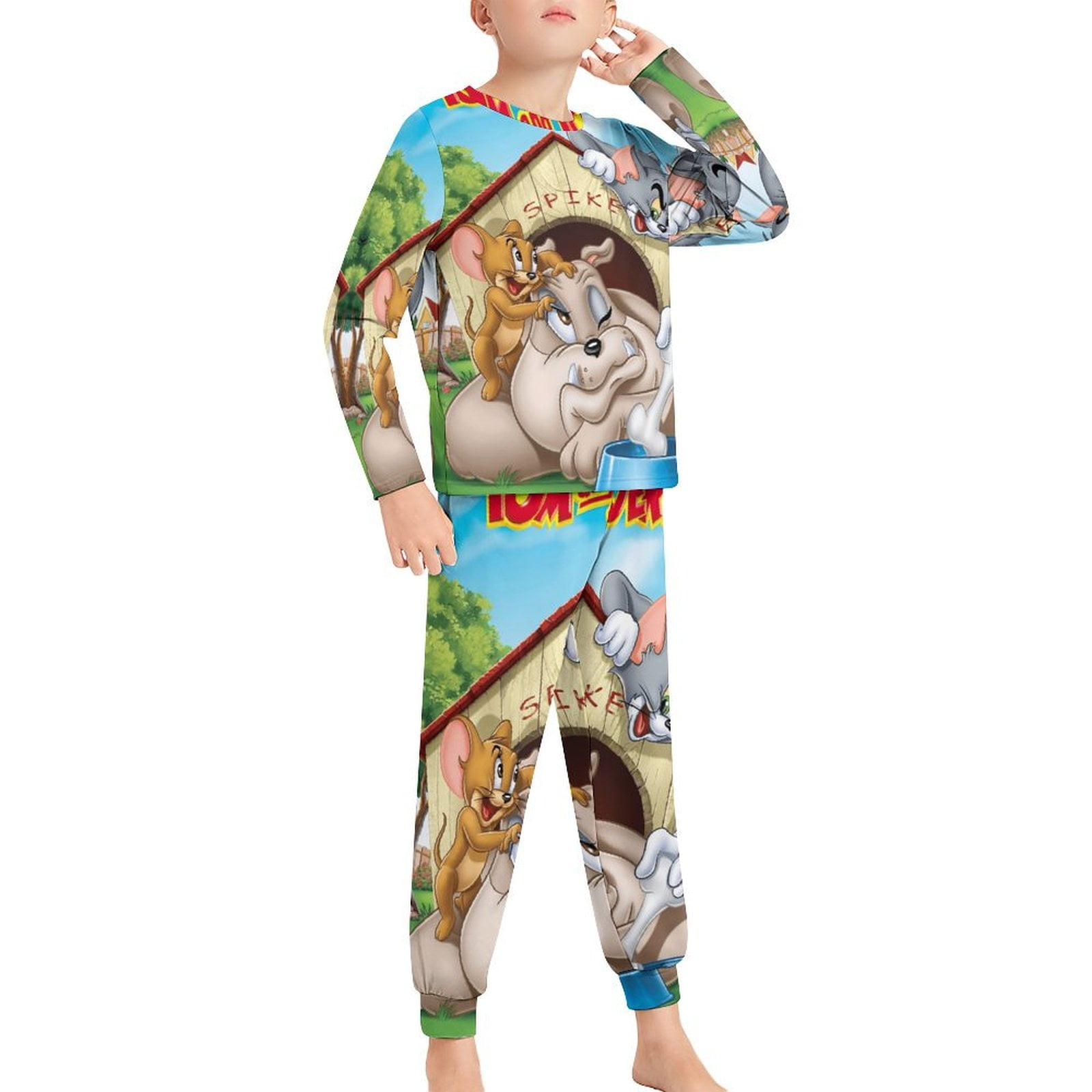 Tom And Jerry Ki-ds Pajamas 2 Piece Pjs Set Little Big Bo-ys Gi-rls ...