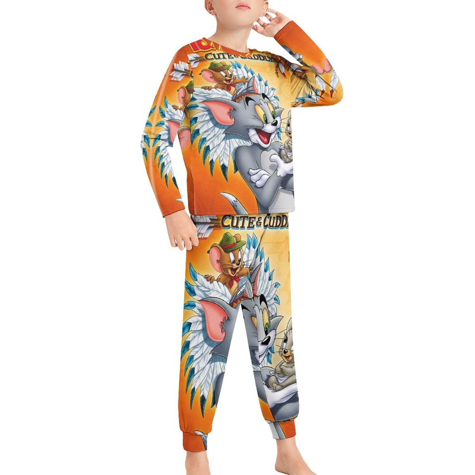 Tom And Jerry Ki-ds Pajamas 2 Piece Pjs Set Little Big Bo-ys Gi-rls ...