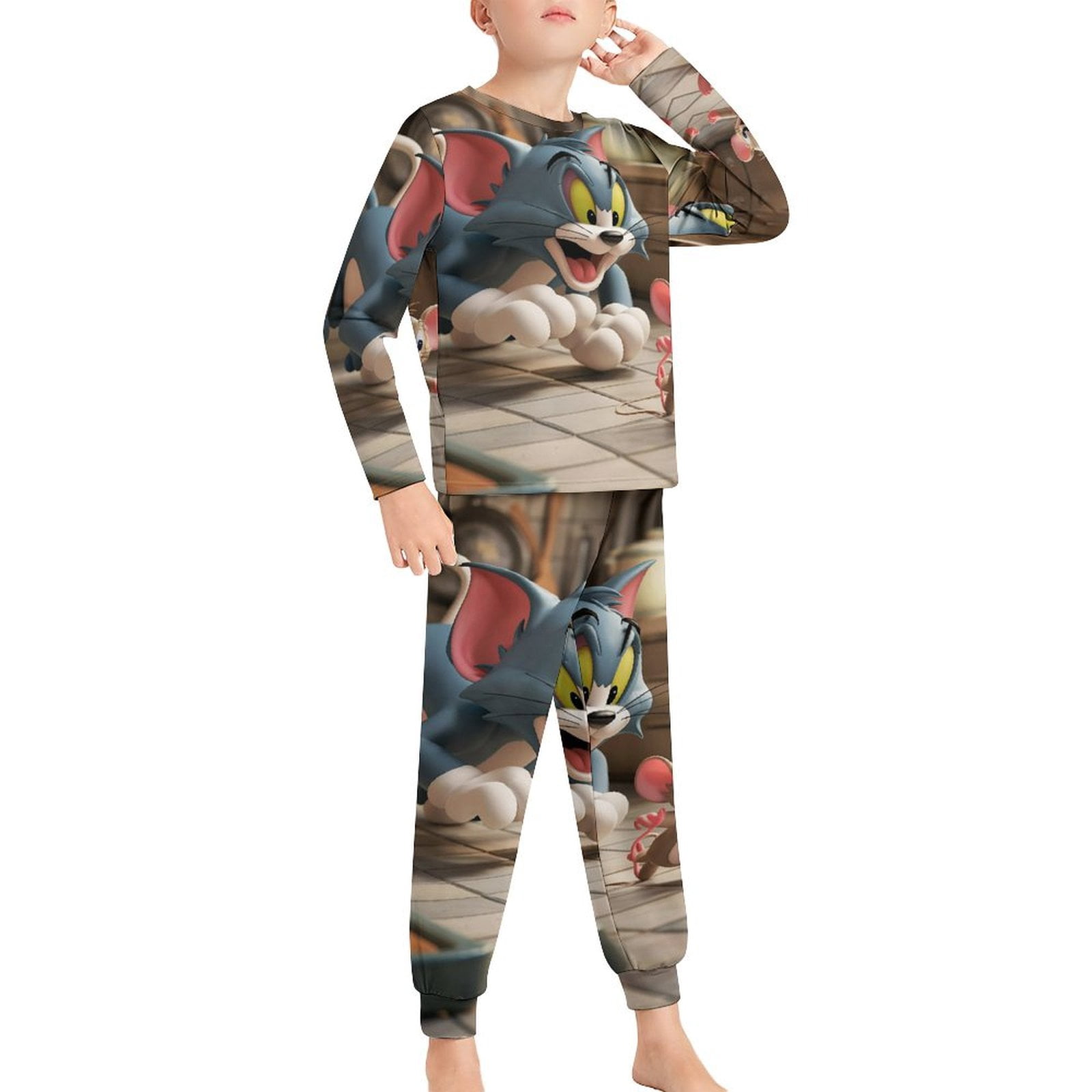 Tom And Jerry Ki-ds Pajamas 2 Piece Pjs Set Little Big Bo-ys Gi-rls ...
