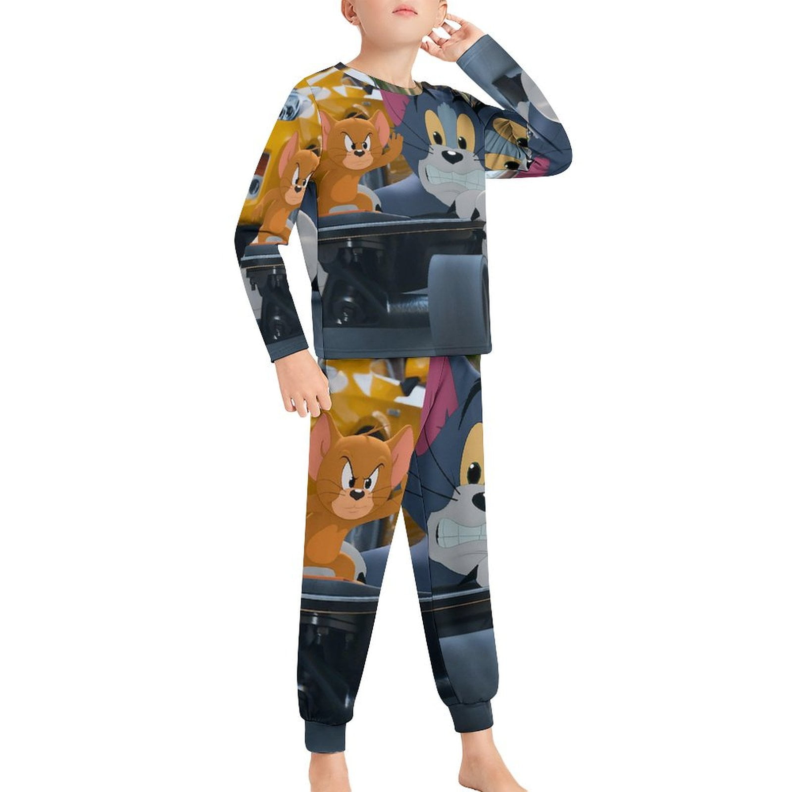 Tom And Jerry Ki-ds Pajamas 2 Piece Pjs Set Little Big Bo-ys Gi-rls ...