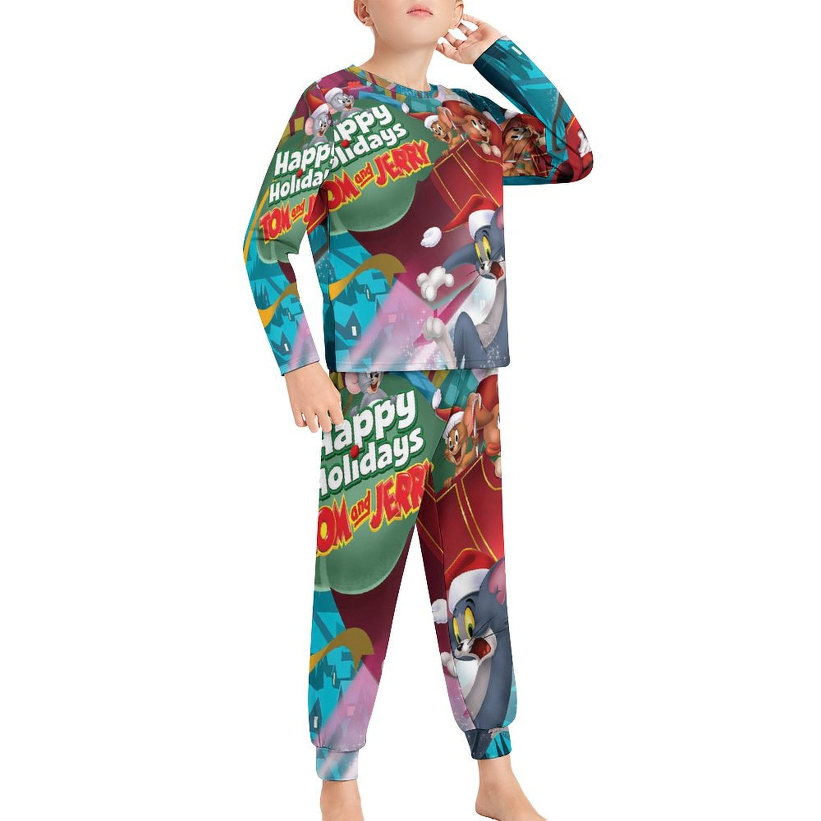 Tom And Jerry Ki-ds Pajamas 2 Piece Pjs Set Little Big Bo-ys Gi-rls ...