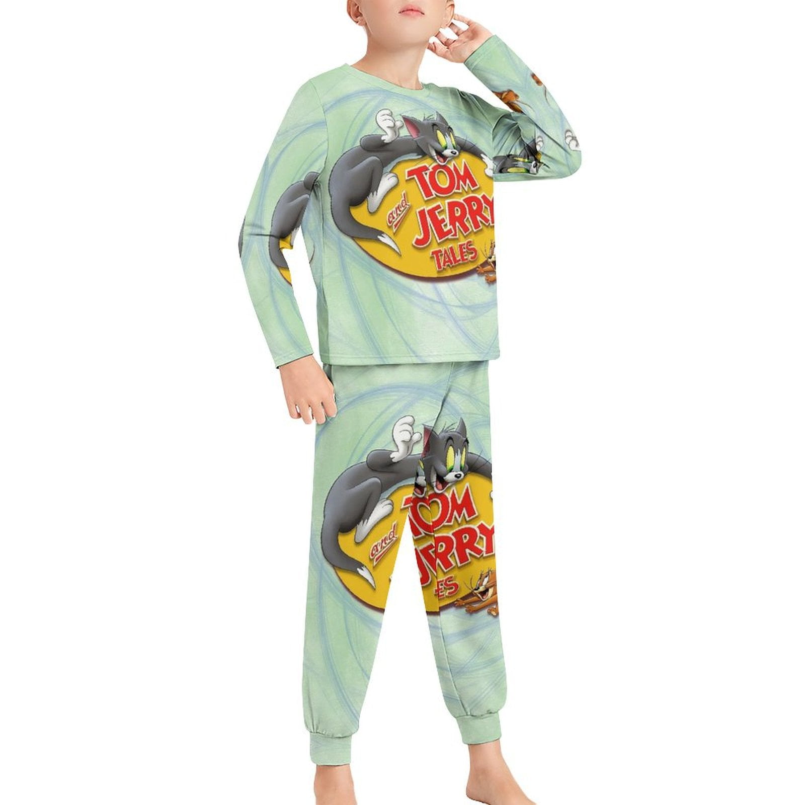 Tom And Jerry Ki-ds Pajamas 2 Piece Pjs Set Little Big Bo-ys Gi-rls ...