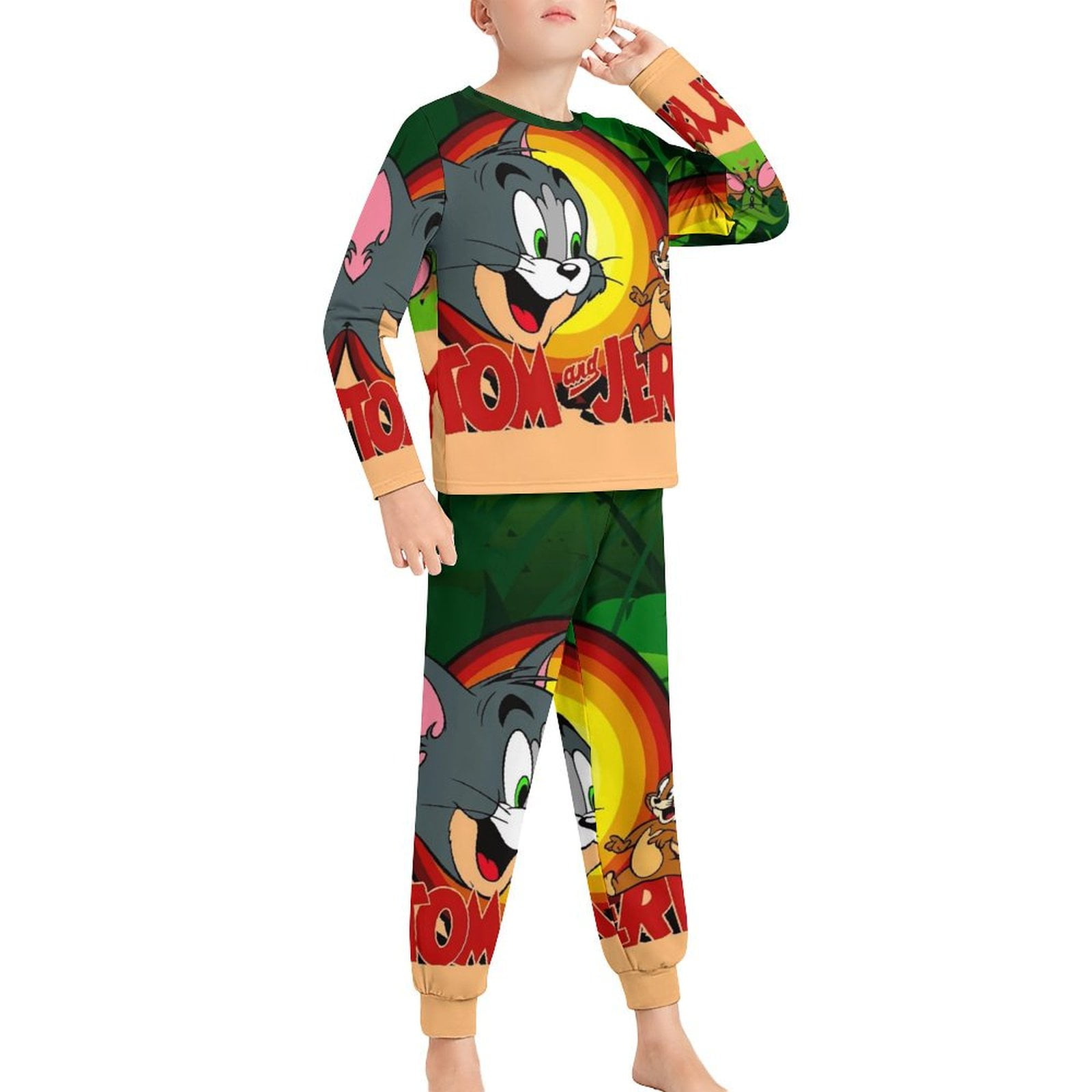Tom And Jerry Ki-ds Pajamas 2 Piece Pjs Set Little Big Bo-ys Gi-rls ...