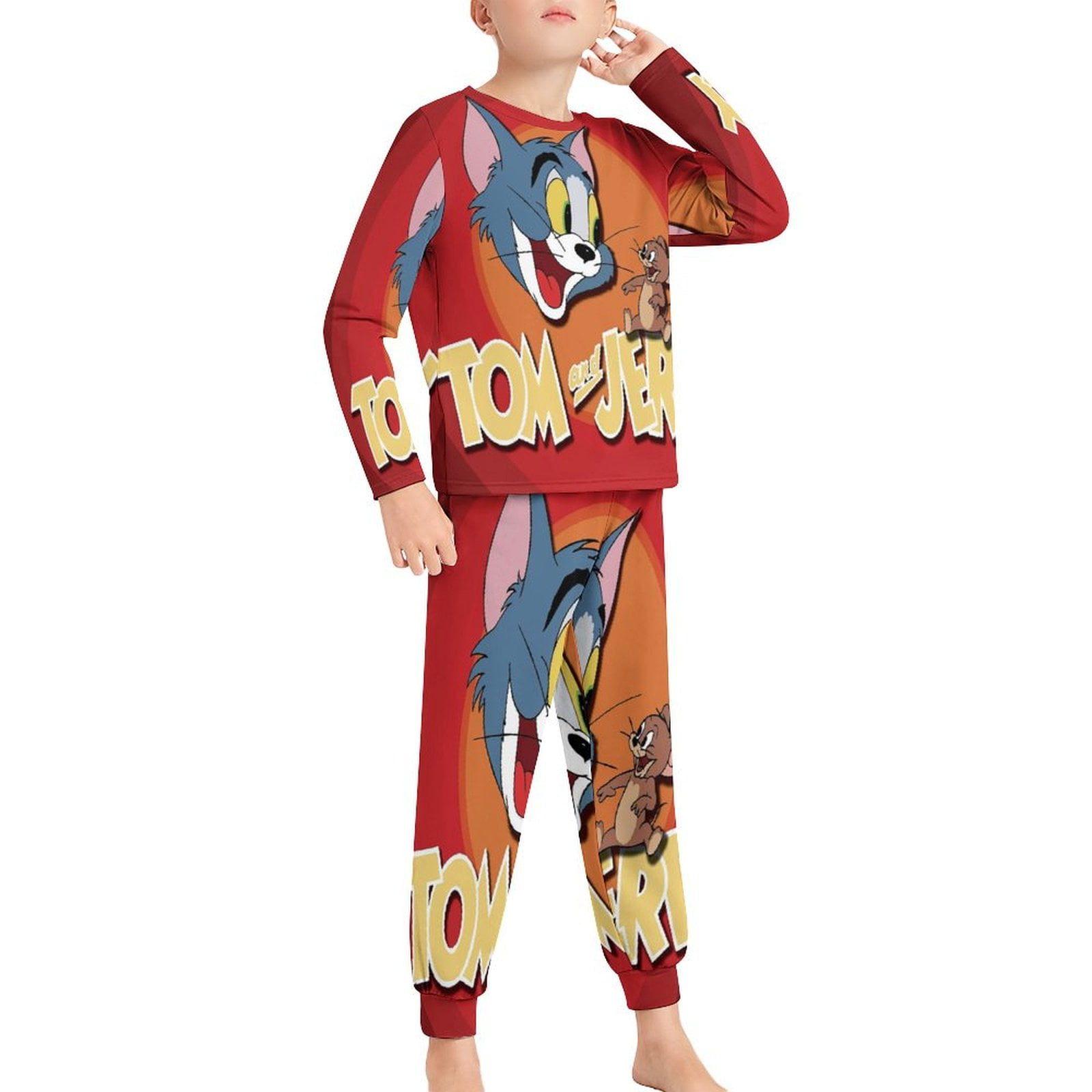 Tom And Jerry Ki-ds Pajamas 2 Piece Pjs Set Little Big Bo-ys Gi-rls ...