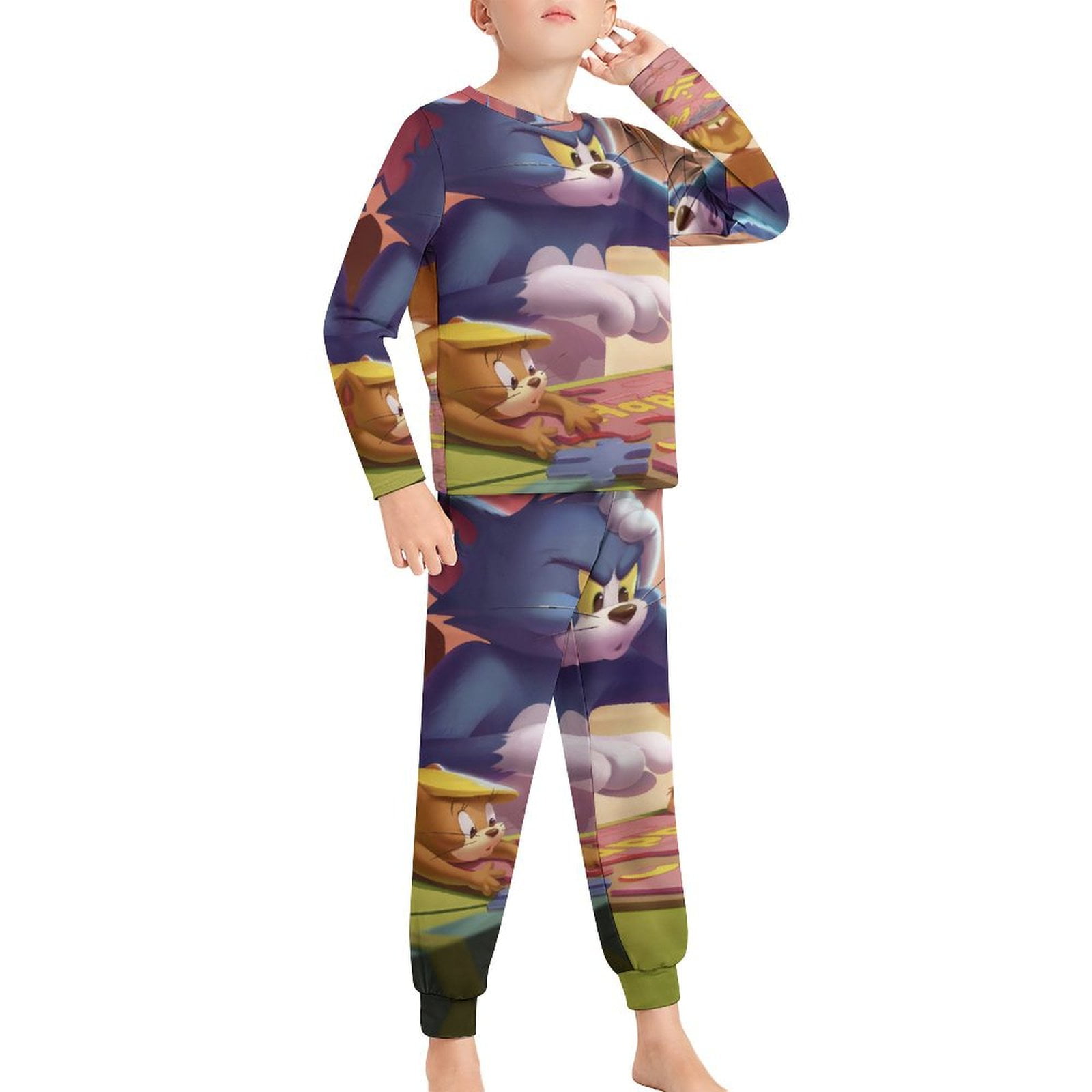 Tom And Jerry Ki-ds Pajamas 2 Piece Pjs Set Little Big Bo-ys Gi-rls ...