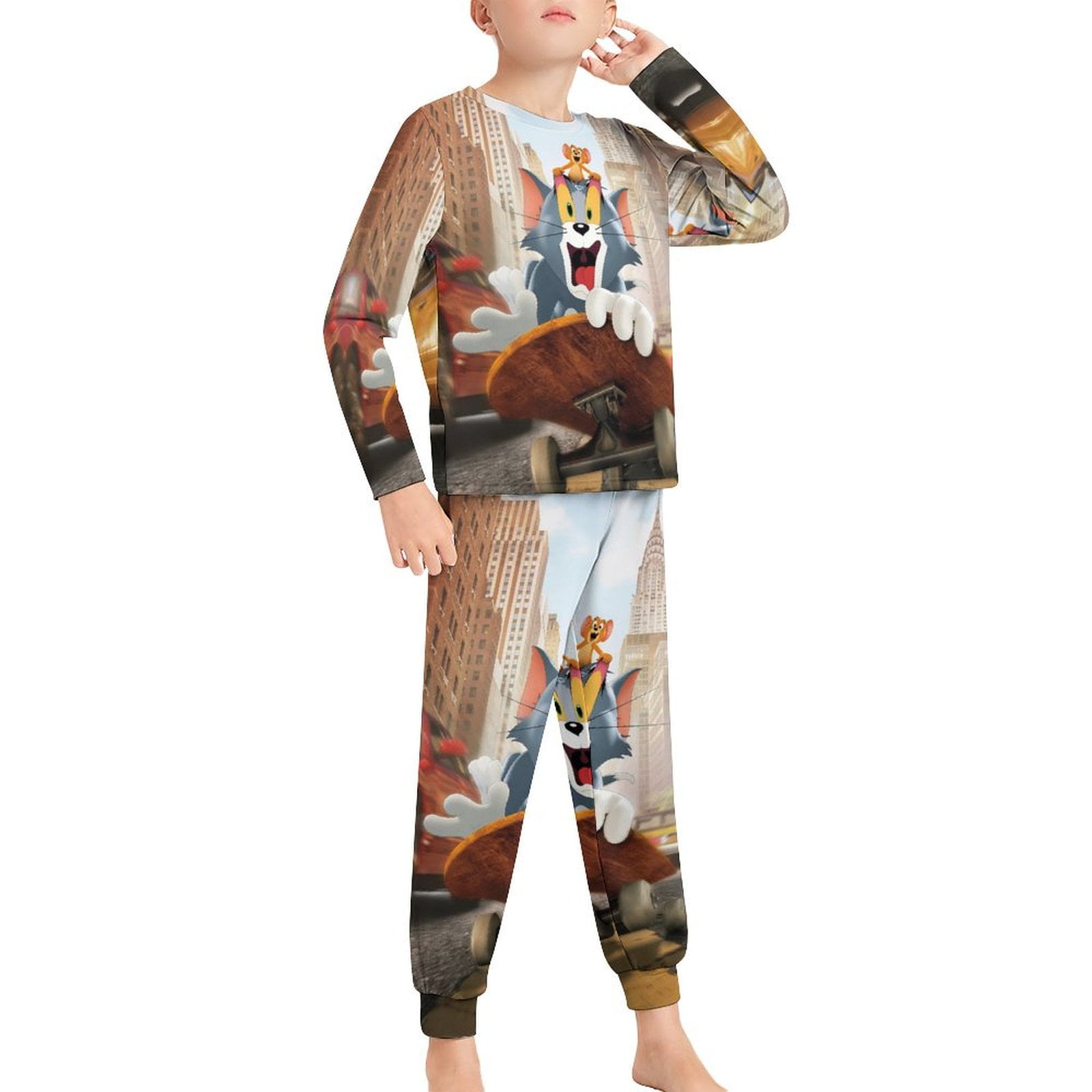 Tom And Jerry Ki-ds Pajamas 2 Piece Pjs Set Little Big Bo-ys Gi-rls ...