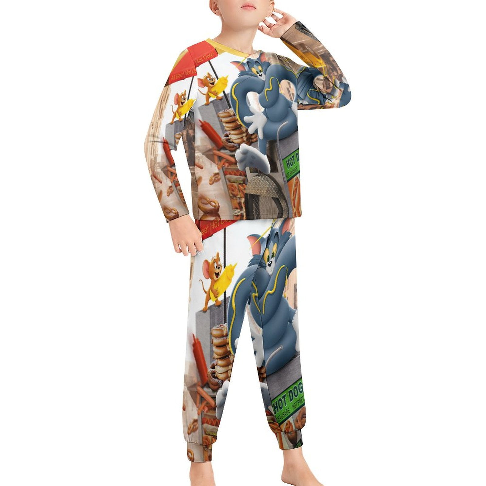 Tom And Jerry Ki-ds Pajamas 2 Piece Pjs Set Little Big Bo-ys Gi-rls ...
