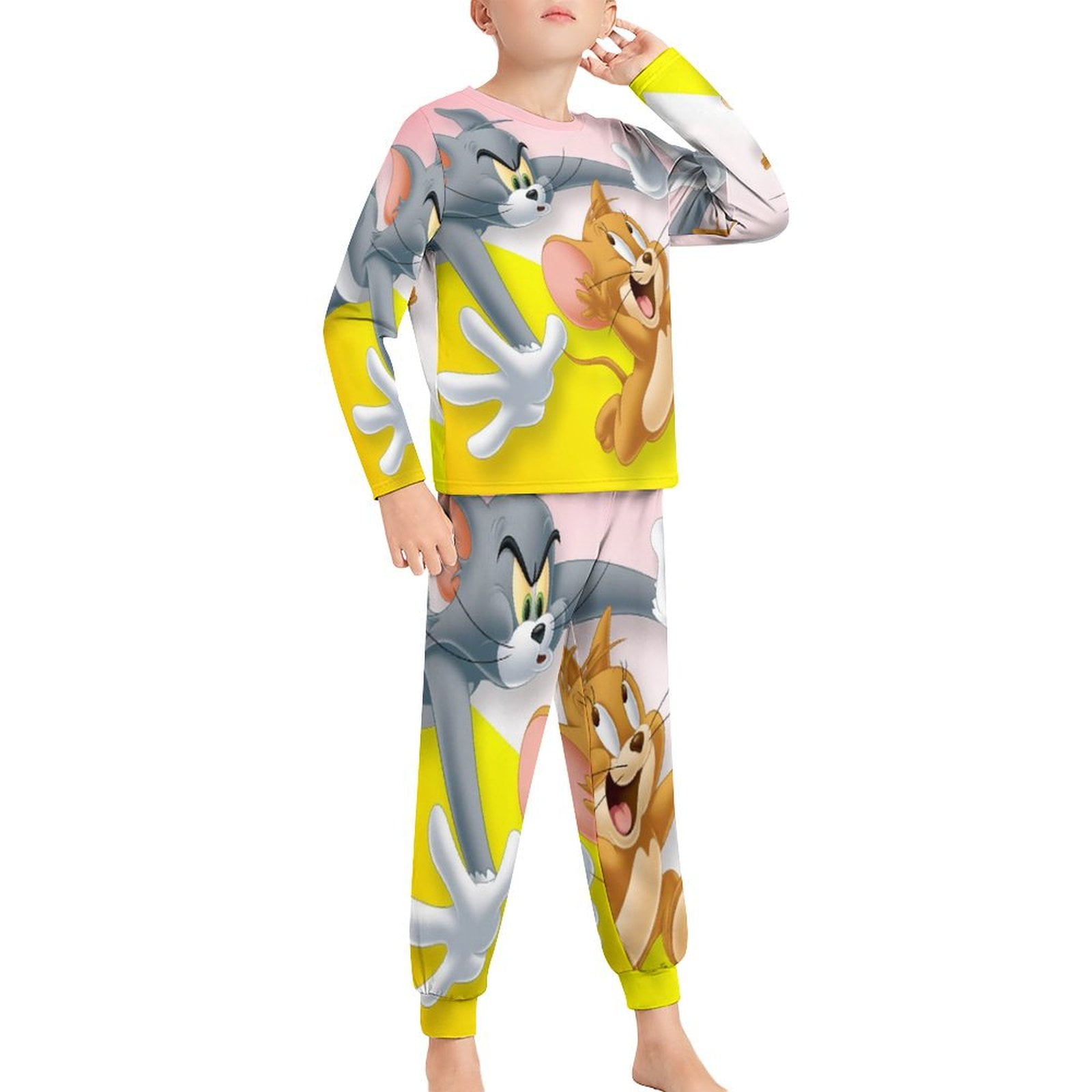 Tom And Jerry Ki-ds Pajamas 2 Piece Pjs Set Little Big Bo-ys Gi-rls ...