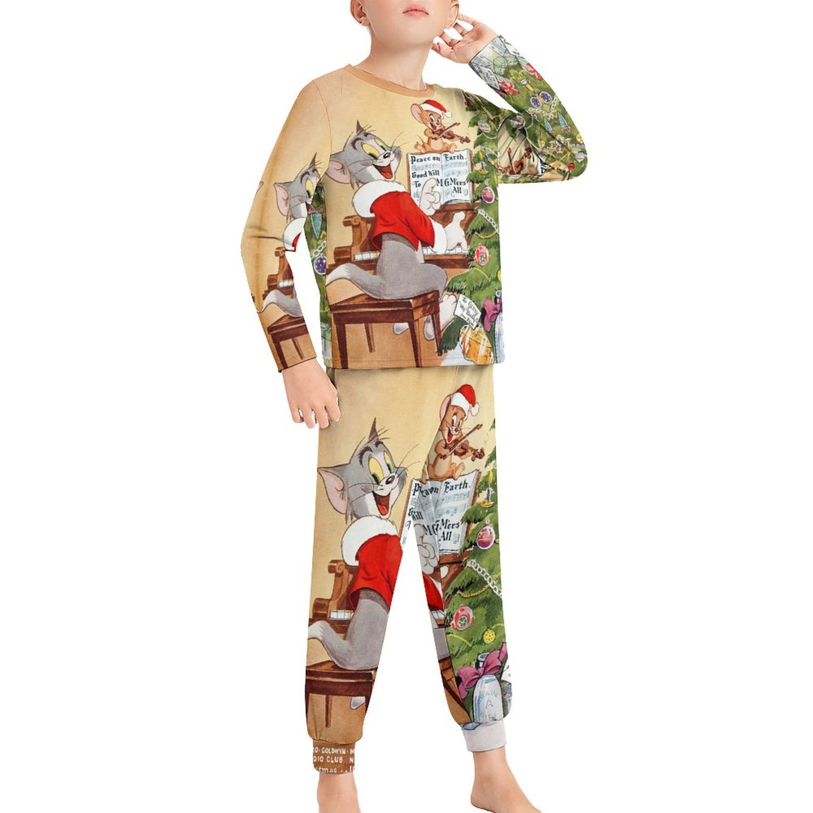 Tom And Jerry Ki-ds Pajamas 2 Piece Pjs Set Little Big Bo-ys Gi-rls ...