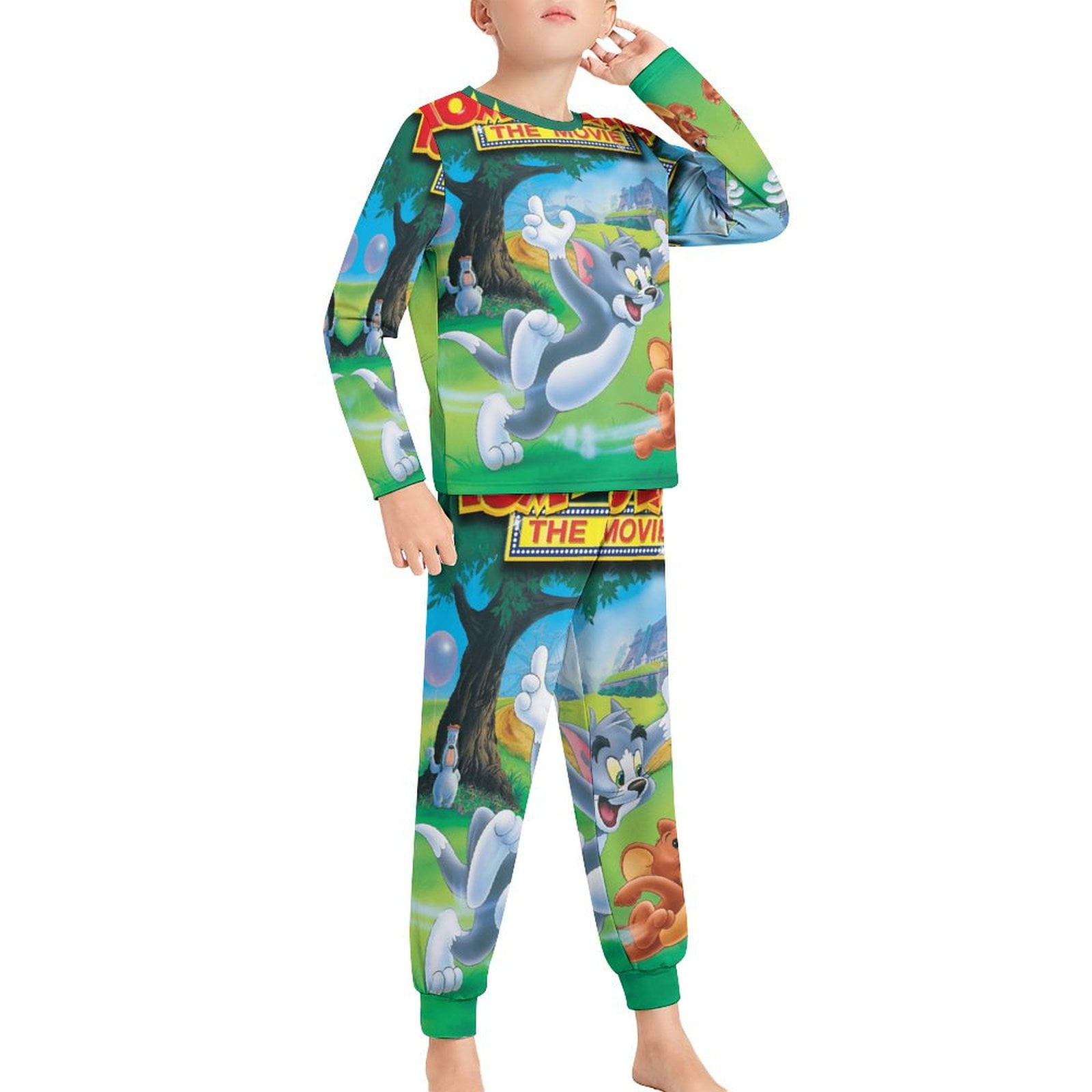Tom And Jerry Ki-ds Pajamas 2 Piece Pjs Set Little Big Bo-ys Gi-rls ...