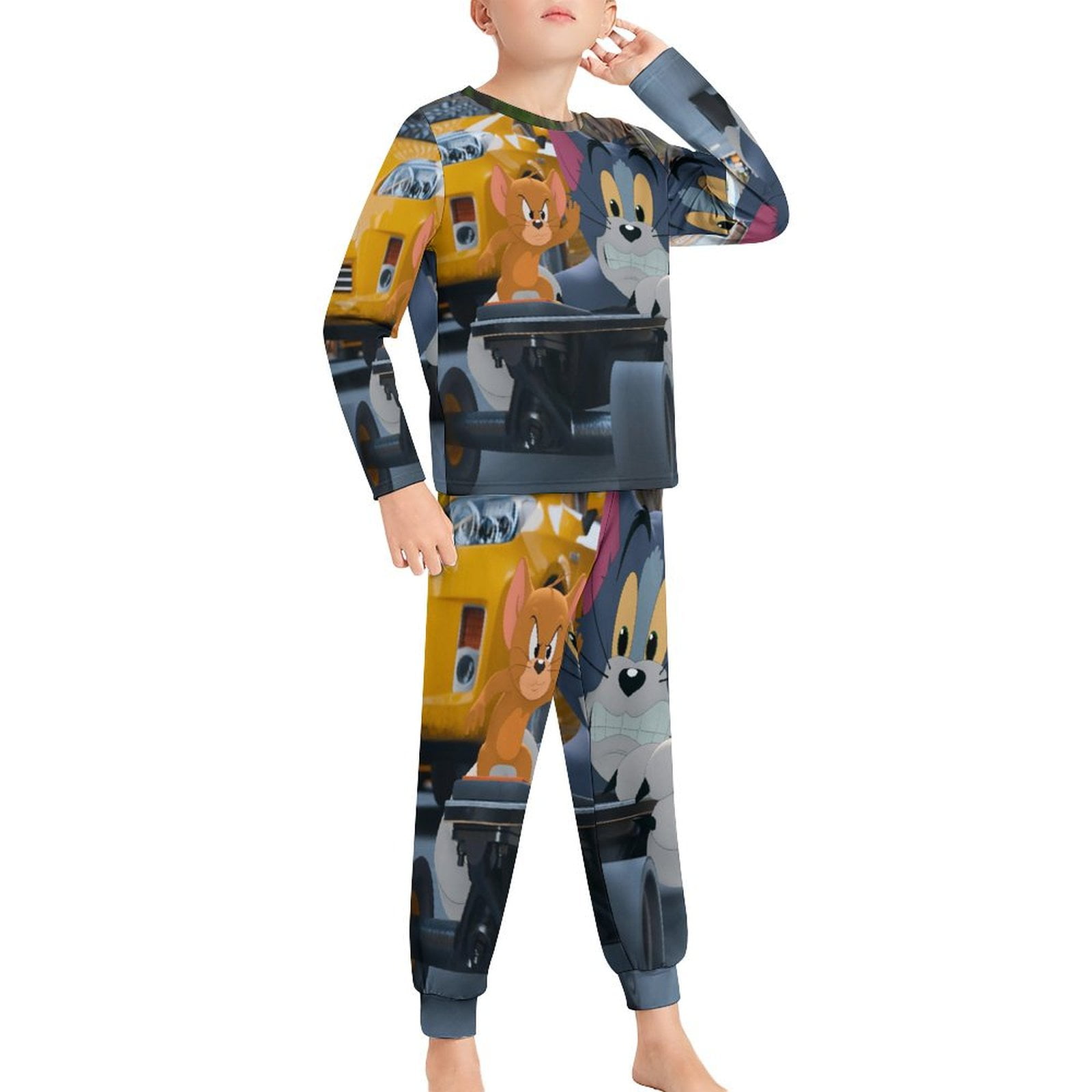 Tom And Jerry Ki-ds Pajamas 2 Piece Pjs Set Little Big Bo-ys Gi-rls ...