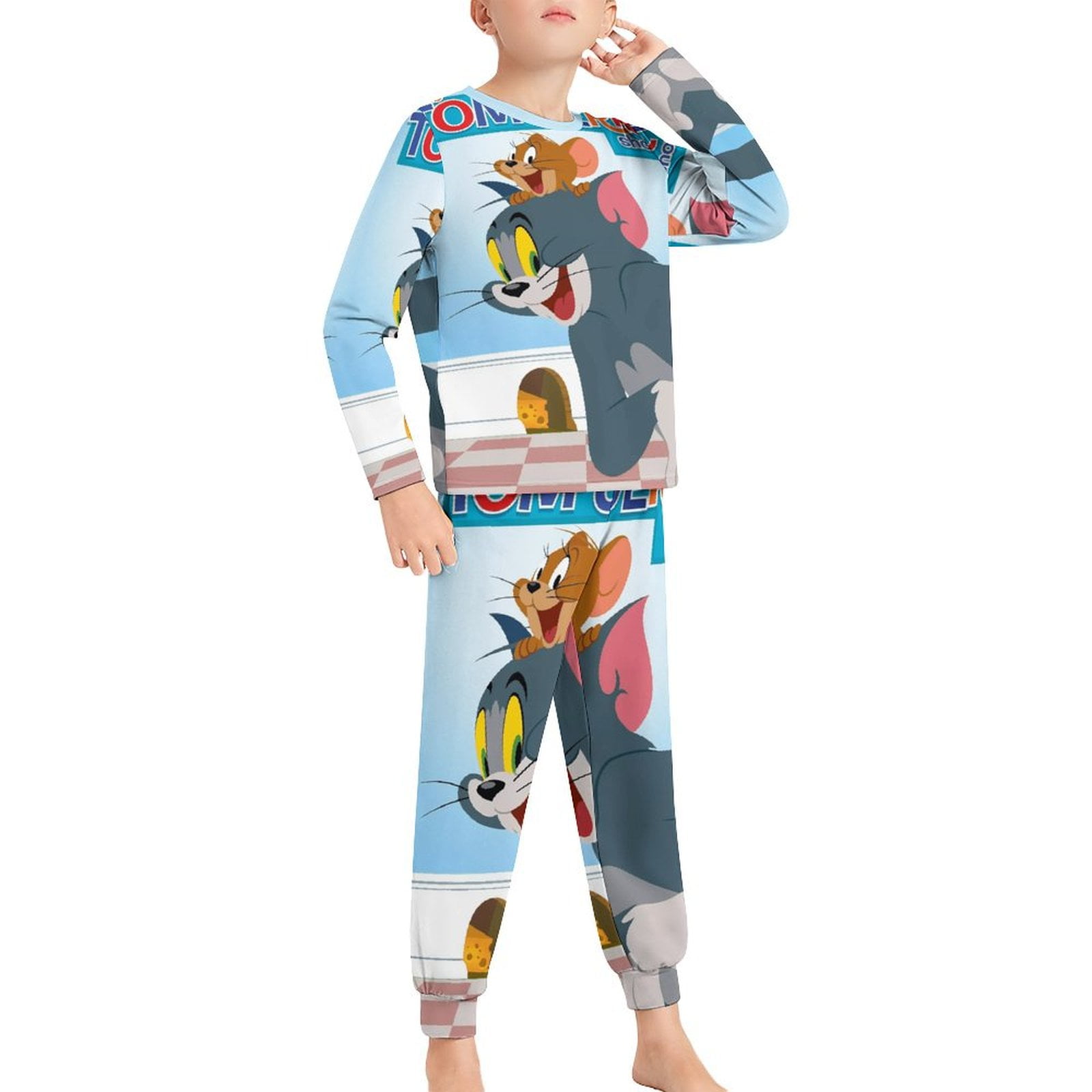 Tom And Jerry Ki-ds Pajamas 2 Piece Pjs Set Little Big Bo-ys Gi-rls ...