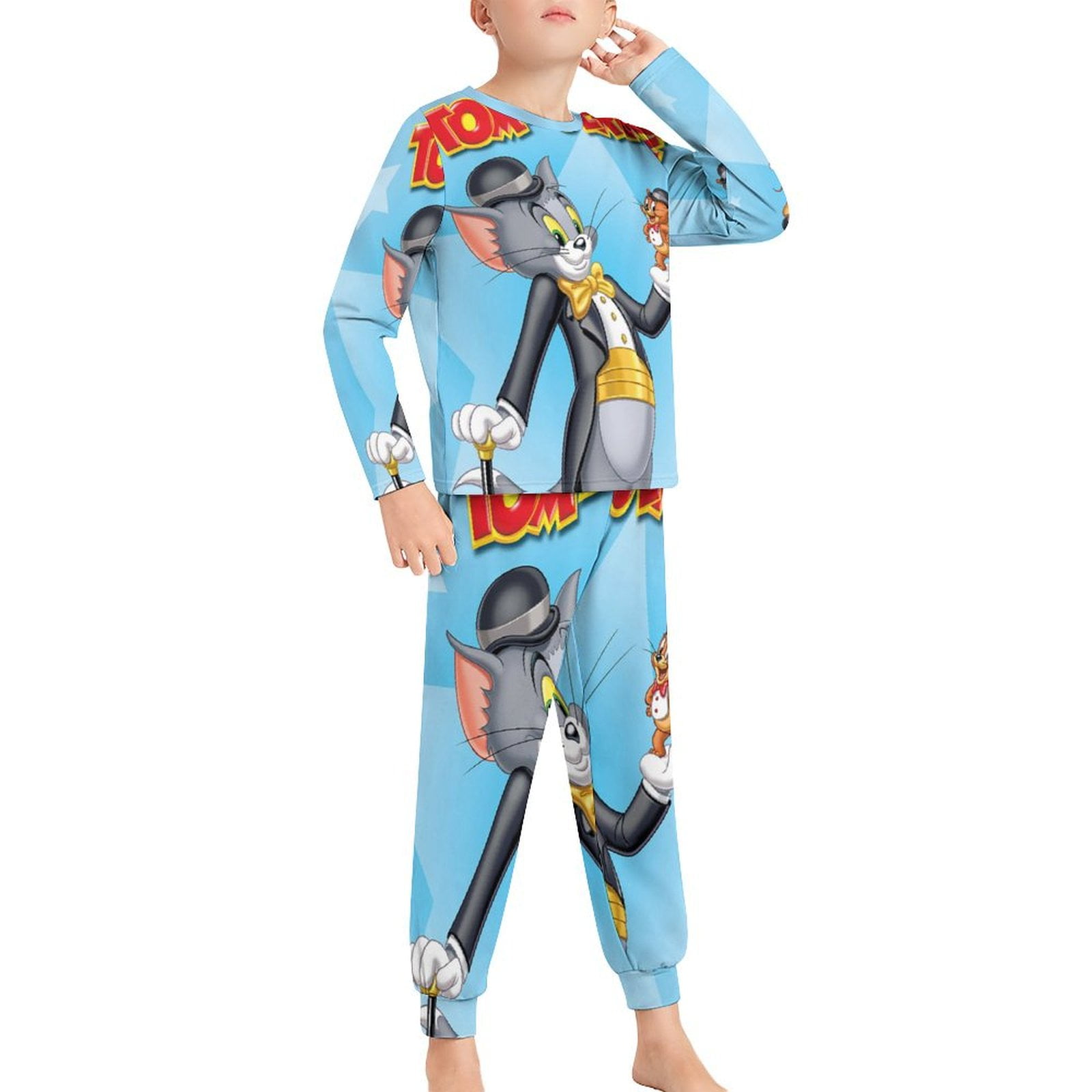Tom And Jerry Ki-ds Pajamas 2 Piece Pjs Set Little Big Bo-ys Gi-rls ...