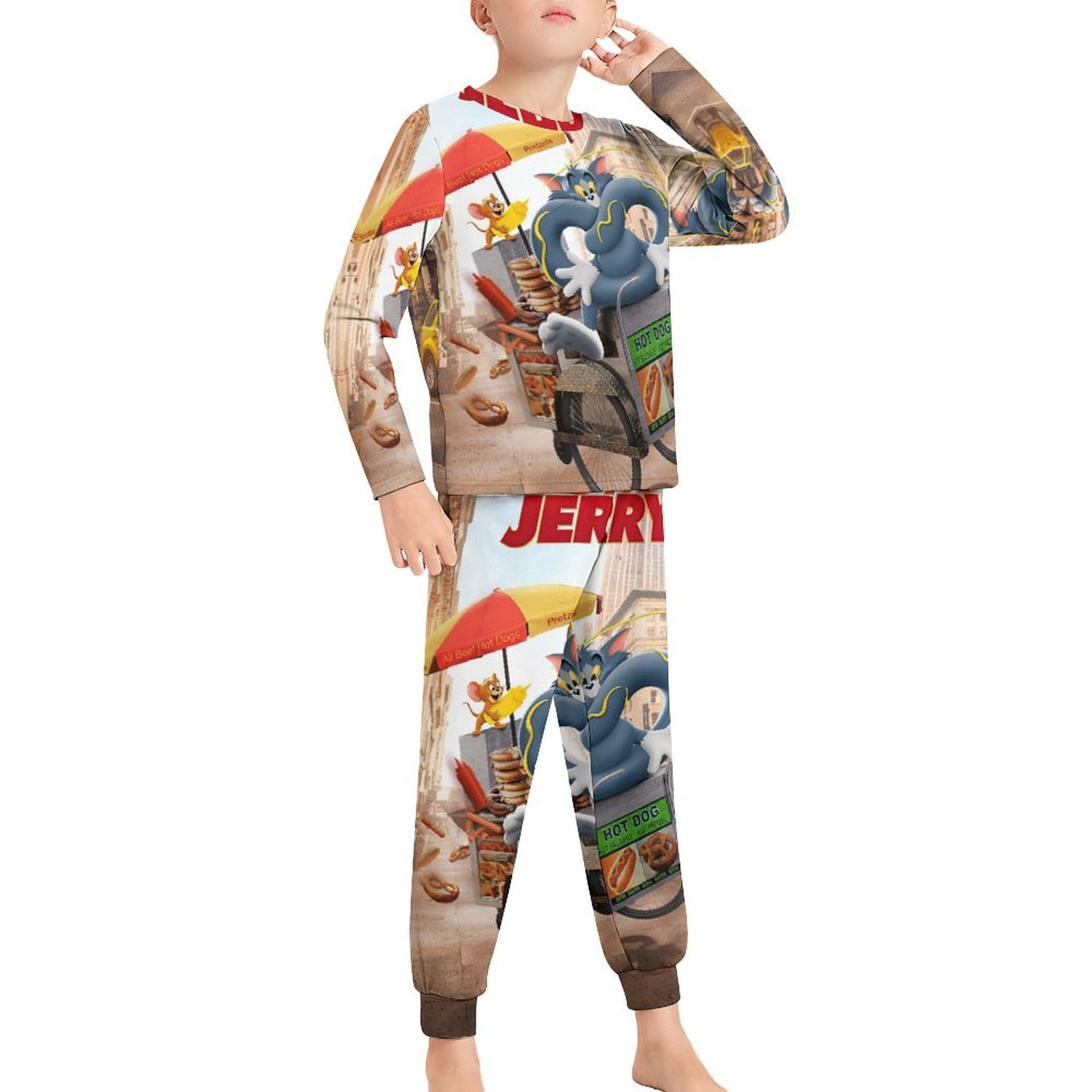 Tom And Jerry Ki-ds Pajamas 2 Piece Pjs Set Little Big Bo-ys Gi-rls ...