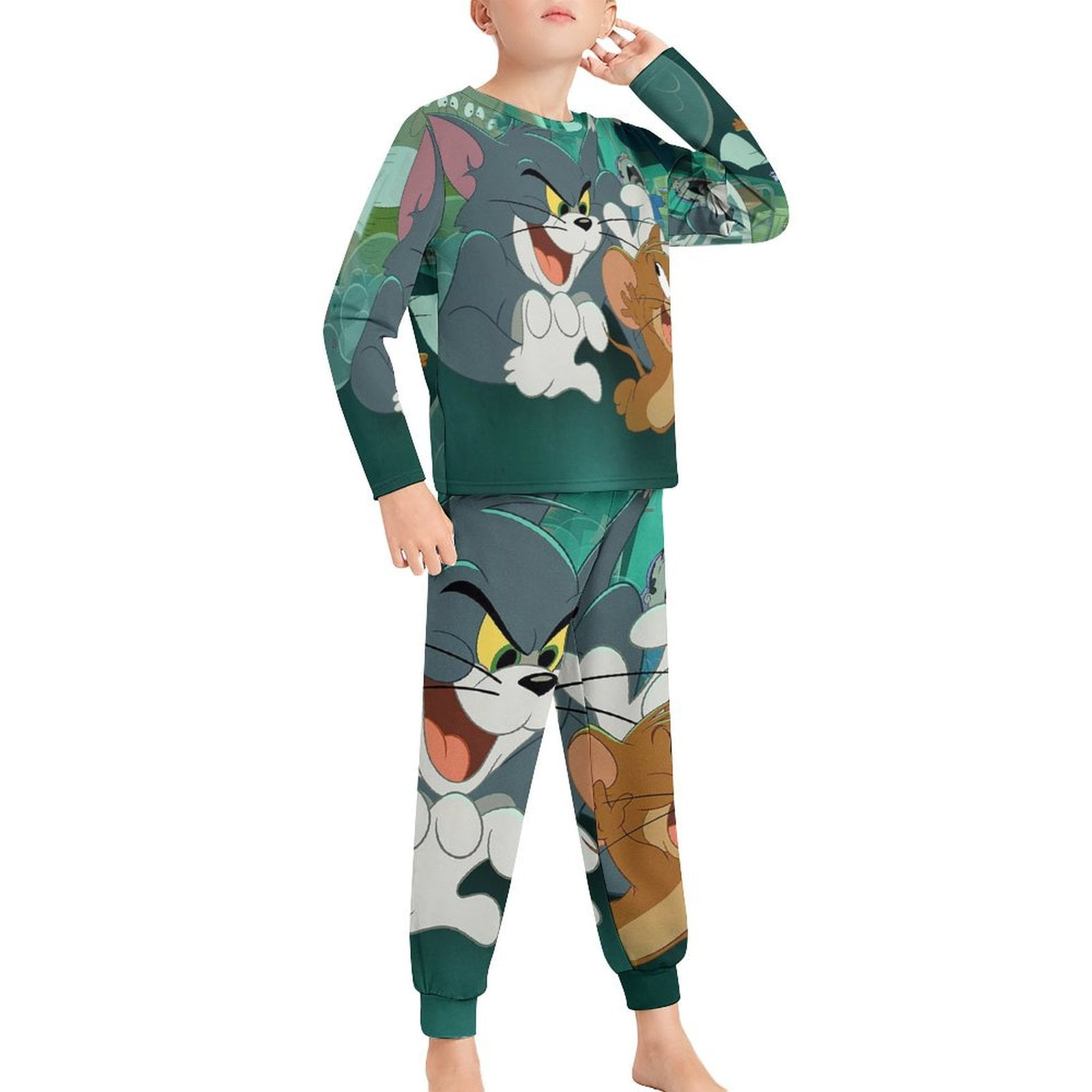Tom And Jerry Ki-ds Pajamas 2 Piece Pjs Set Little Big Bo-ys Gi-rls ...