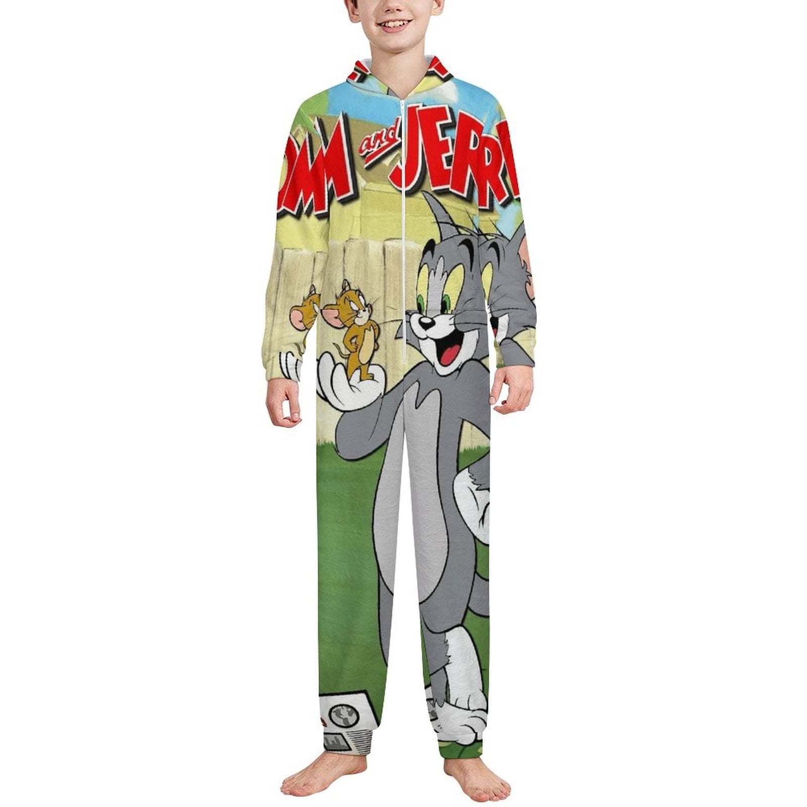 Tom And Jerry Kids Hooded Jumpsuit Union Suit Onesie One Piece Blanket ...