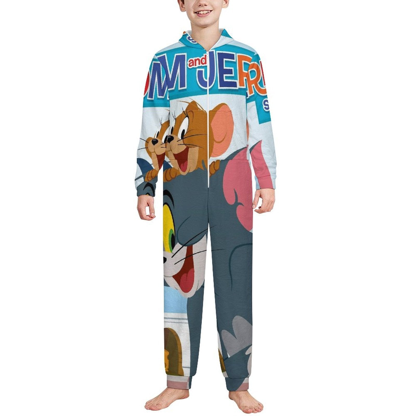 Tom And Jerry Kids Hooded Jumpsuit Union Suit Onesie One Piece Blanket ...
