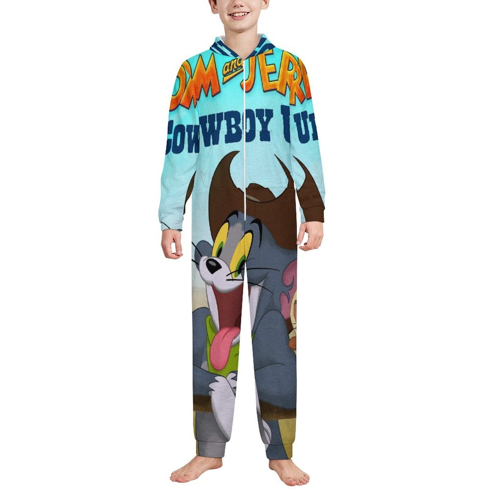 Tom And Jerry Kids Hooded Jumpsuit Union Suit Onesie One Piece Blanket ...