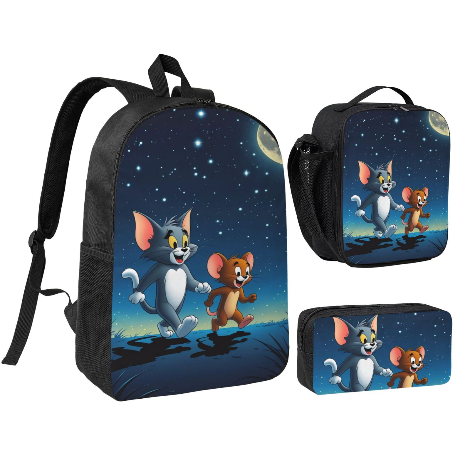 Tom And Jerry Laptop Backpack 3 Piece Set with Lunch Box And Pencil ...