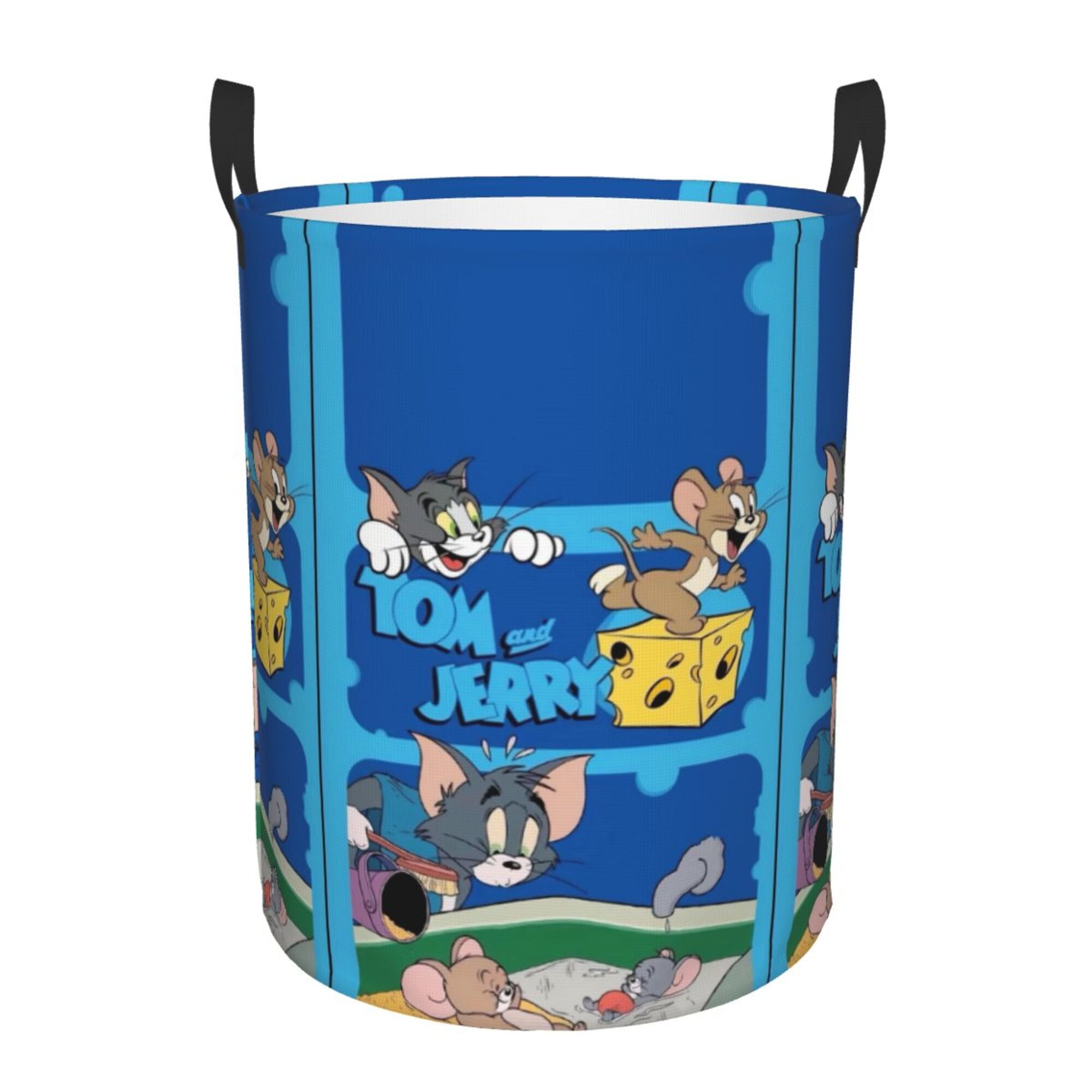 Tom And Jerry Laundry Hamper Cartoon Circular Foldable Basket With ...