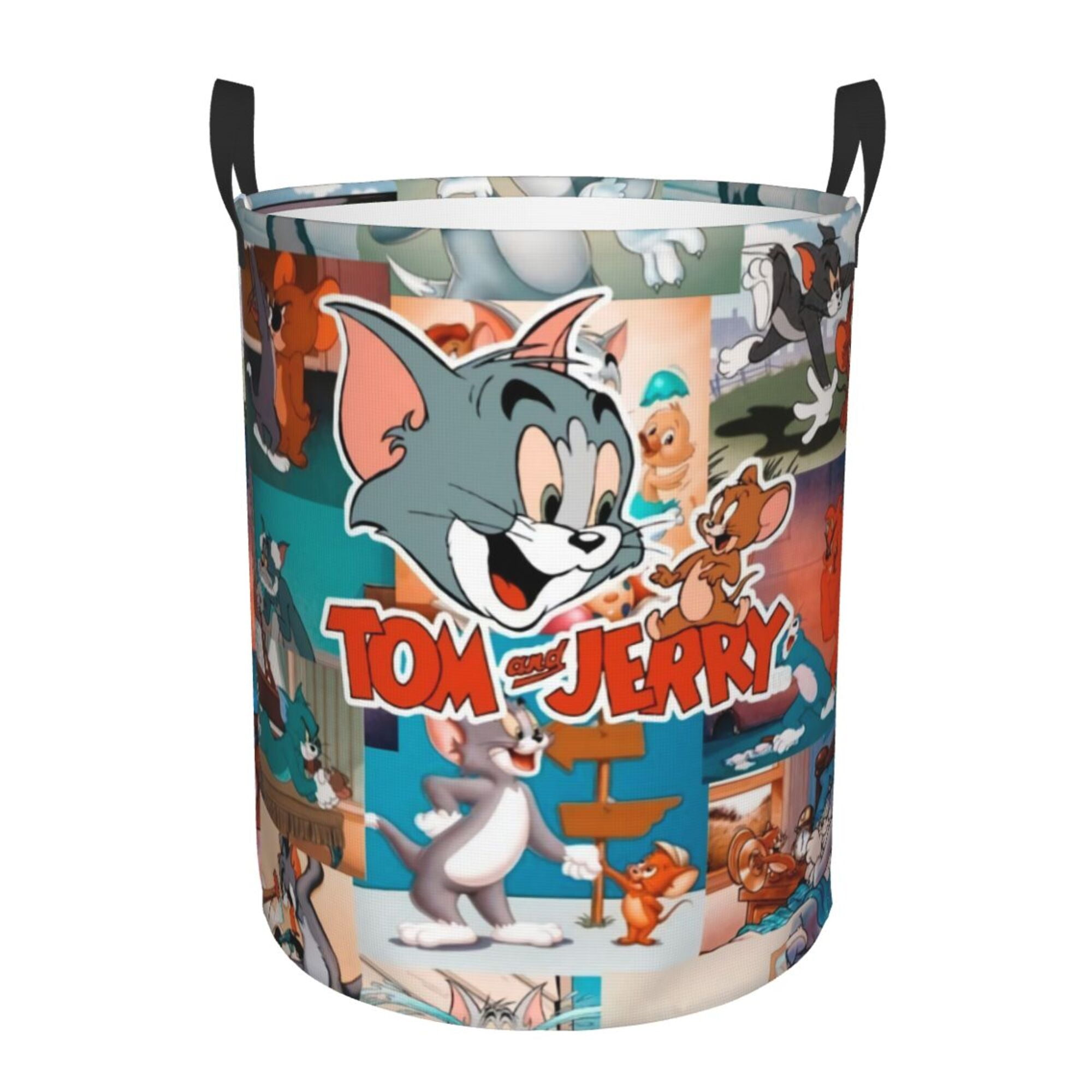 Tom And Jerry Laundry Hamper Cartoon Circular Foldable Basket With ...