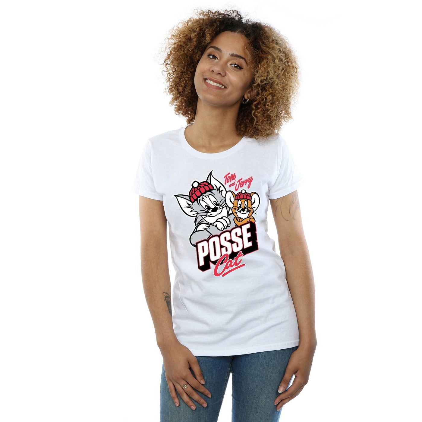 Tom And Jerry Womens Posse Cat Cotton T-Shirt - Walmart.com
