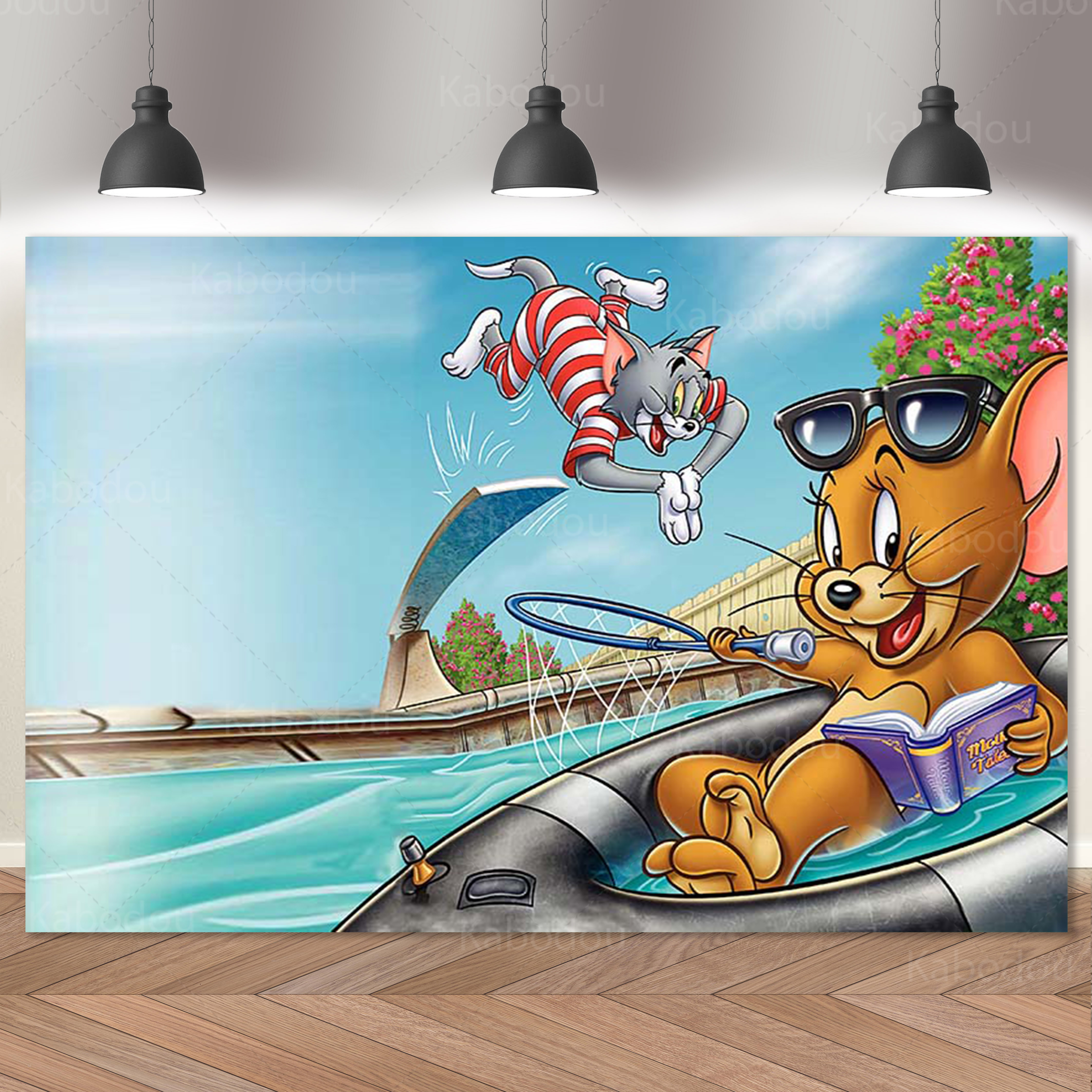 Tom And Jerrys Backdrop Kids Birthday Party Custome Name Banner ...