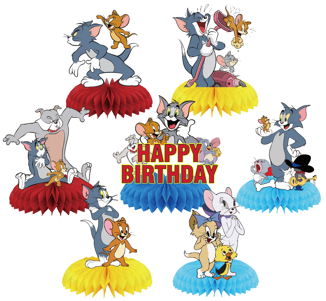 Tom Birthday Party Decoration, 7 PCS Tom Theme Honeycomb Centerpieces ...