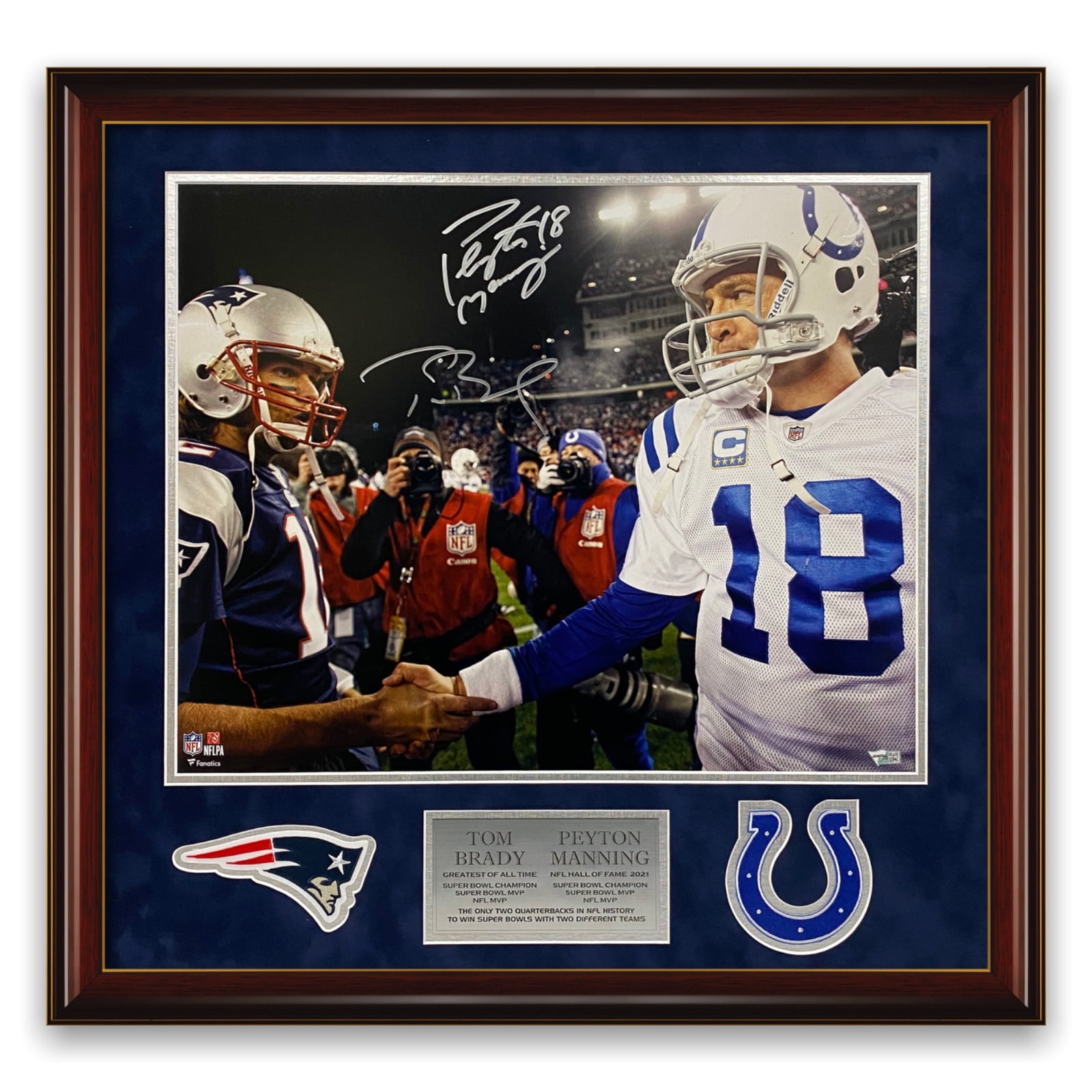 Tom Brady Peyton Manning Autographed 16x20 Photo Framed to 23x27 Fanatics - Walmart.com